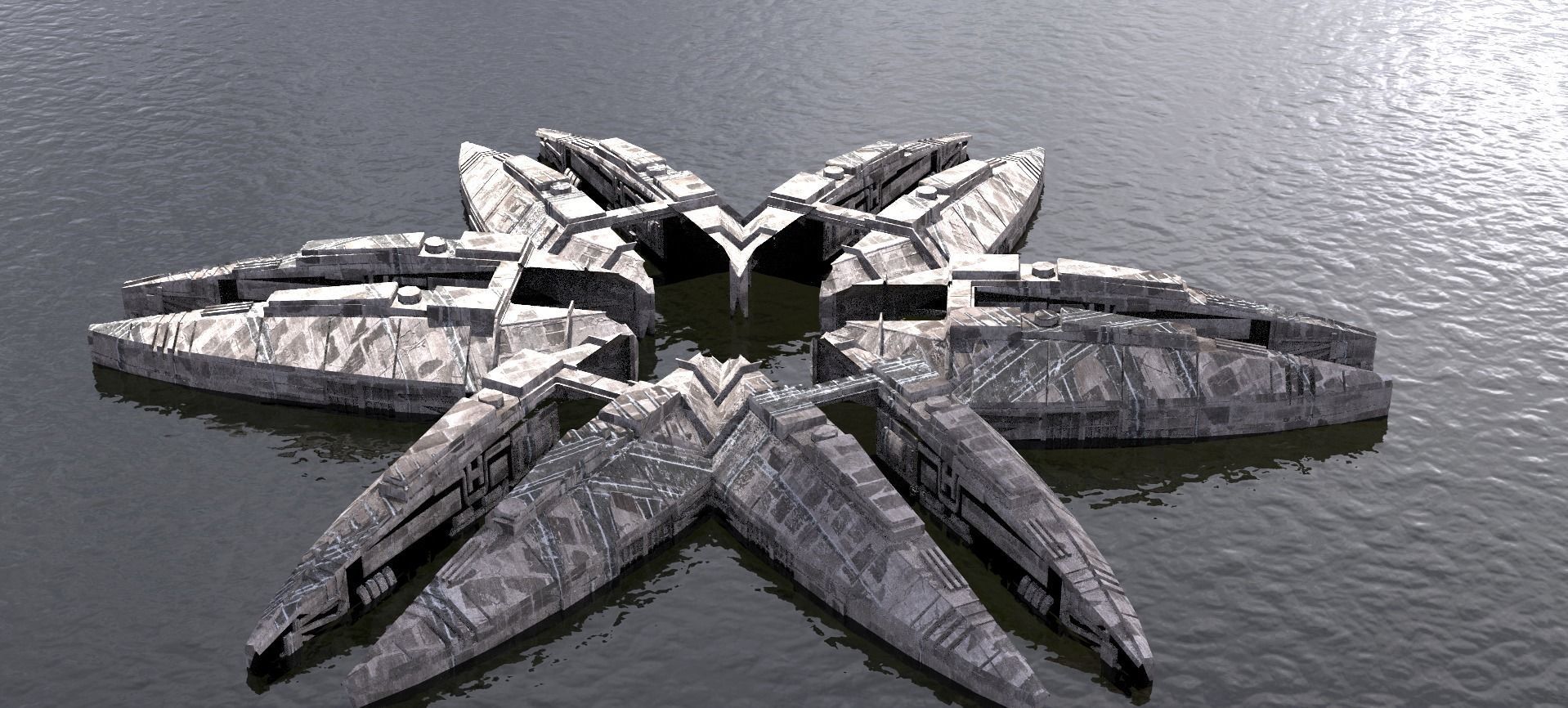 Sci-Fi dark Platforms Floating 3 3D model | CGTrader