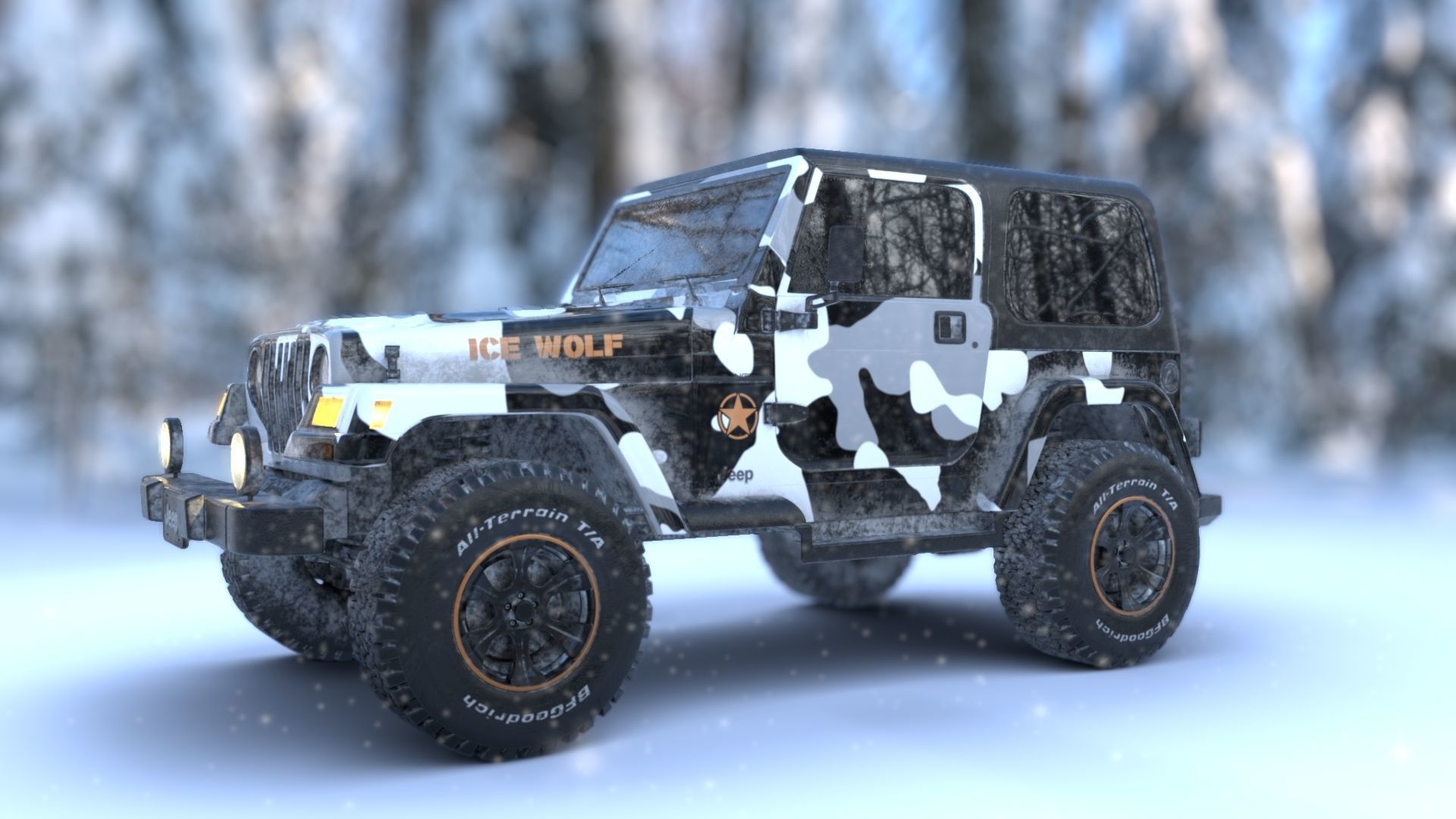 3D model Jeep Wrangler TJ Custom Design Jeep Arctic theme VR / AR / low ...