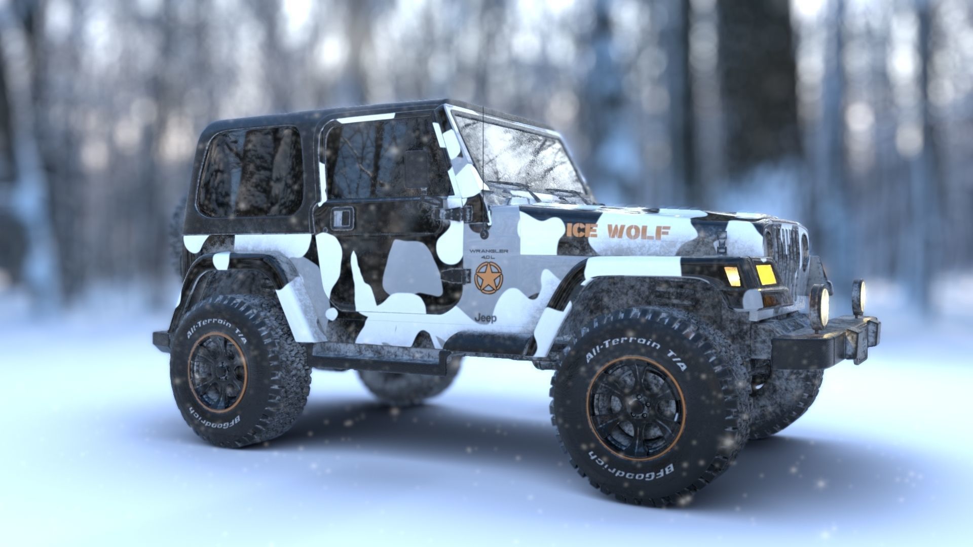 3D model Jeep Wrangler TJ Custom Design Jeep Arctic theme VR / AR / low ...