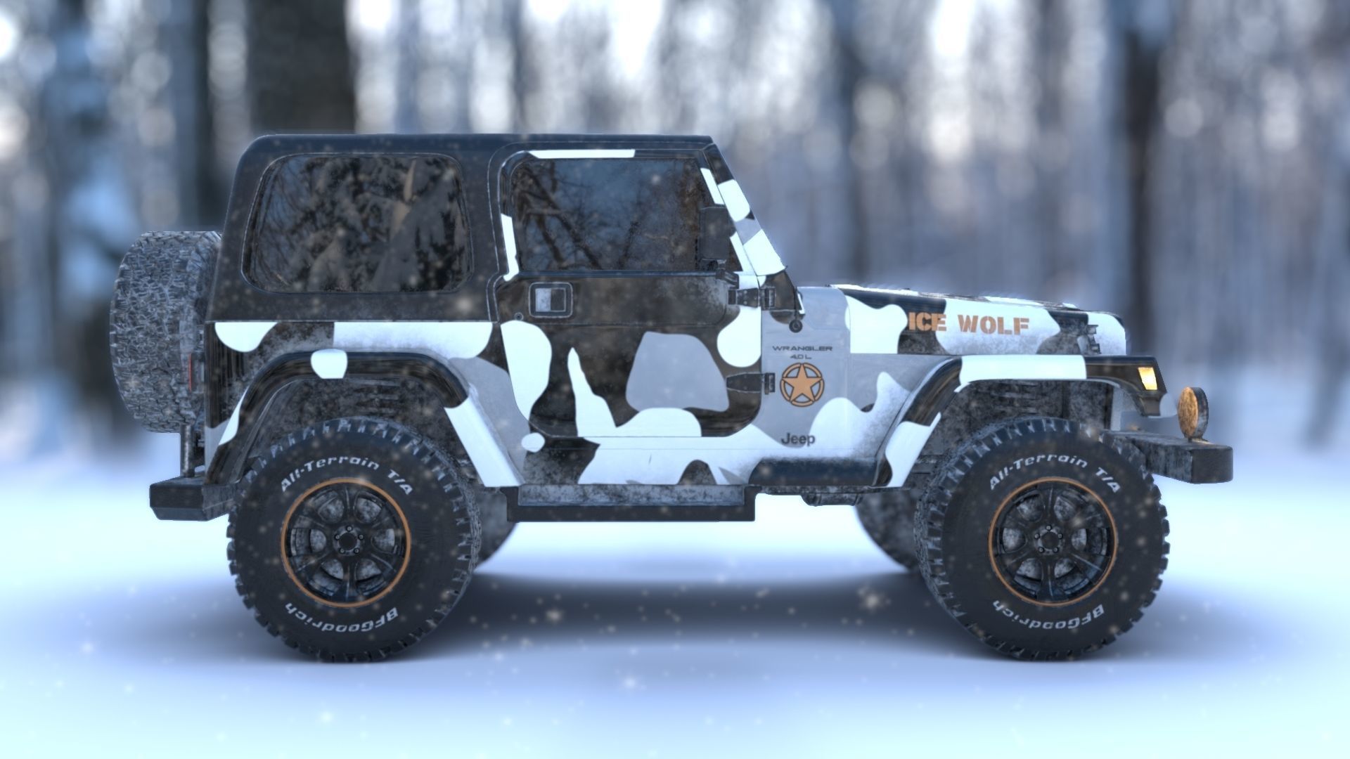 3D model Jeep Wrangler TJ Custom Design Jeep Arctic theme VR / AR / low ...