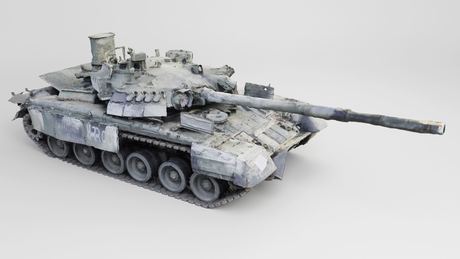 Russian T-80 tank destroyed by Ukrainian army 3D model | CGTrader