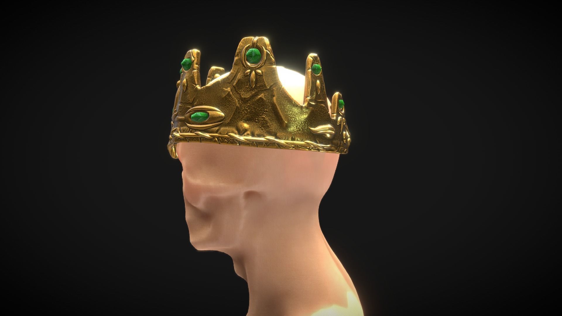 Gold Jade King Crown with Gems Stones 3D model | CGTrader