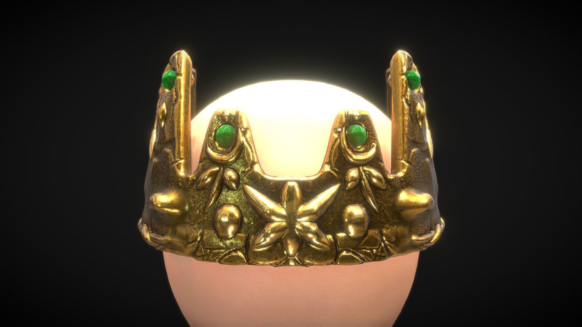 Gold Jade King Crown with Gems Stones 3D model | CGTrader