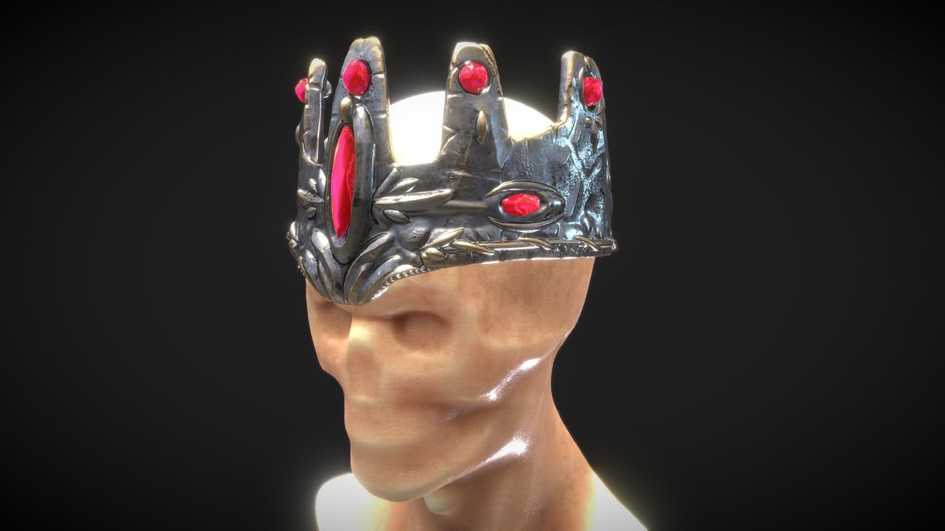 Silver King Crown Ruby Gems 3D model | CGTrader