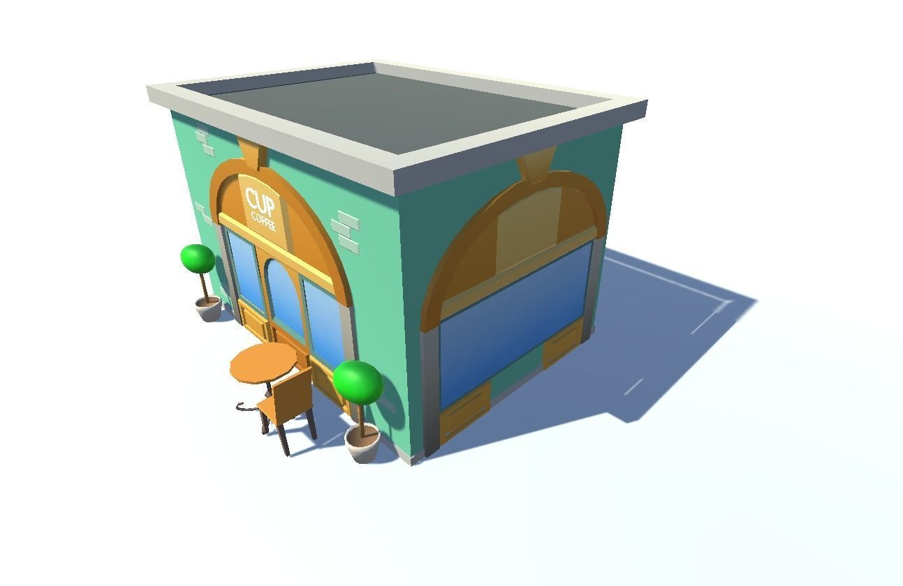 3D model 3D Lowpoly Cartoon Coffee Shop Set VR / AR / low-poly | CGTrader
