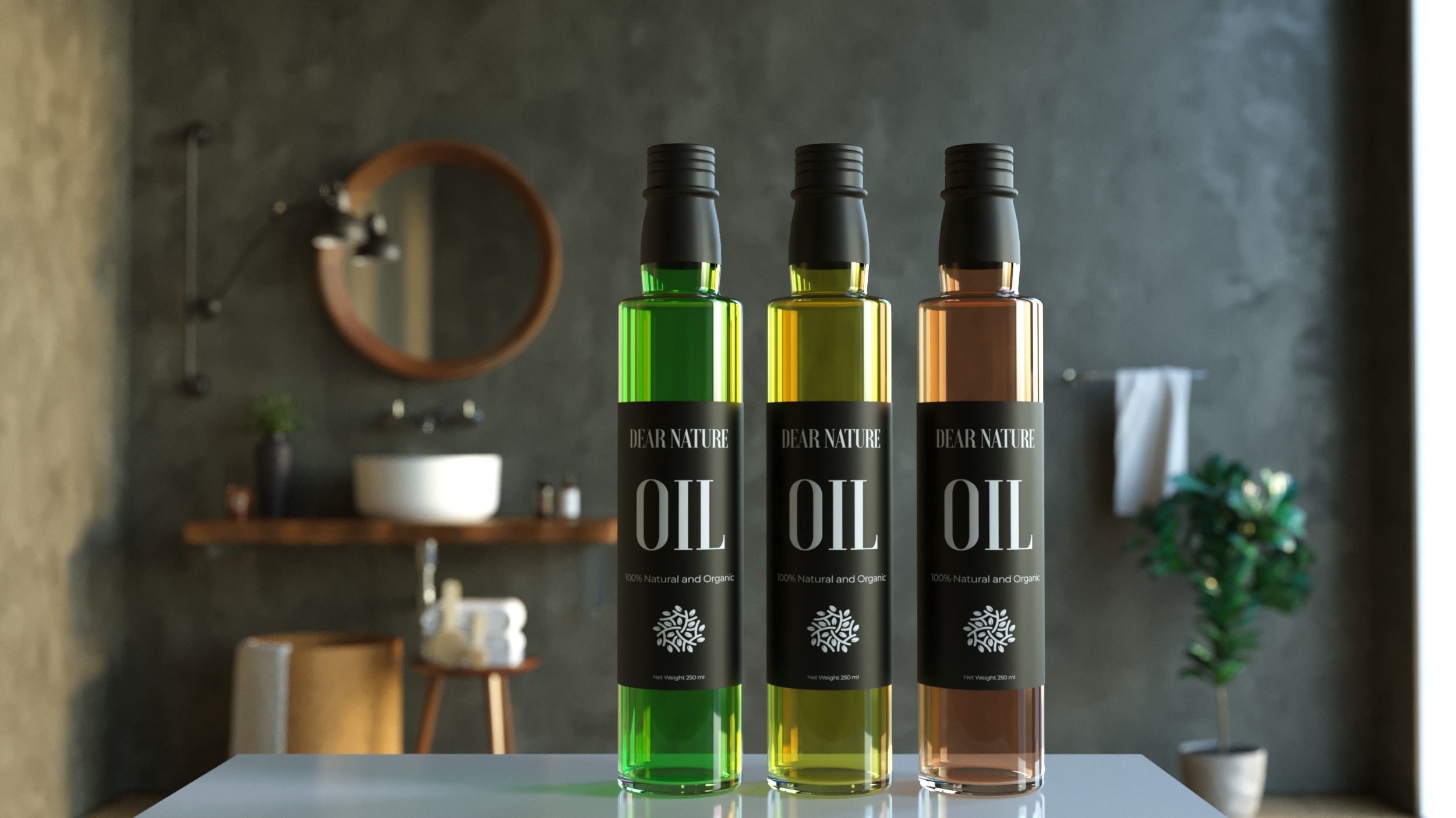 Oilve Oil Bottle Render Ready Scene free VR / AR / low-poly 3D model ...