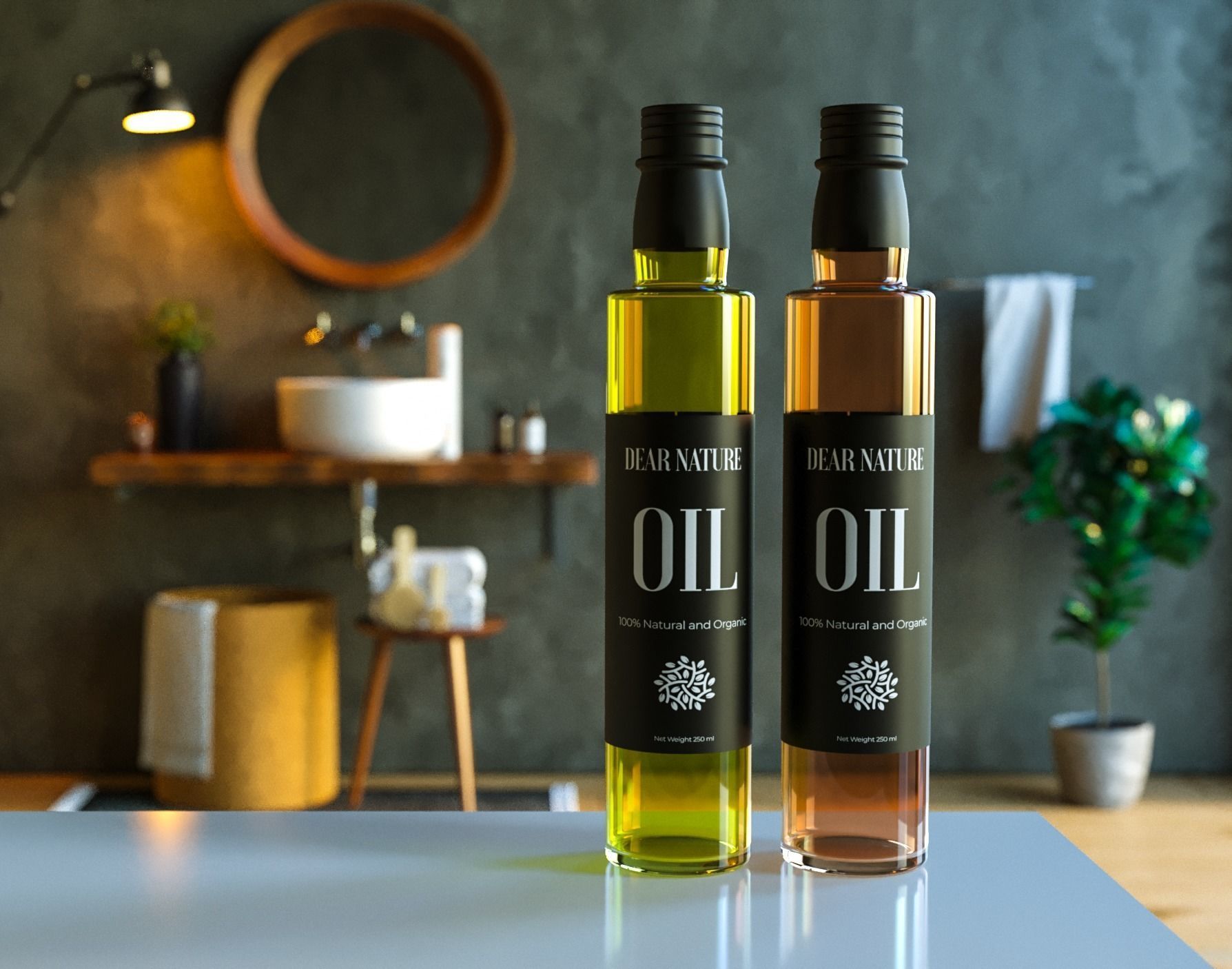Oilve Oil Bottle Render Ready Scene free VR / AR / low-poly 3D model ...