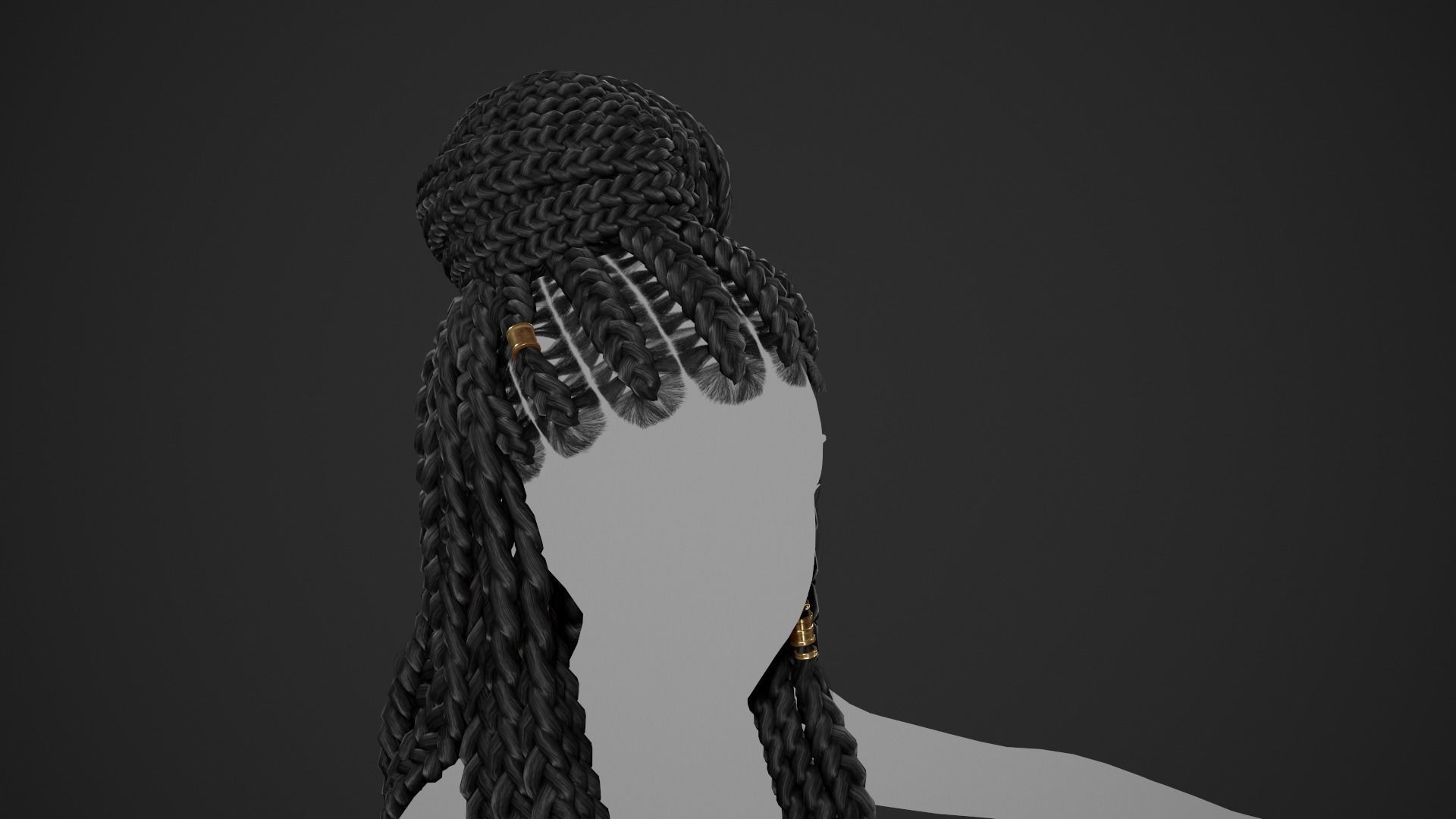 3D model Female Hair Cards Style 8 - Braids And Knot 2 VR / AR / low ...