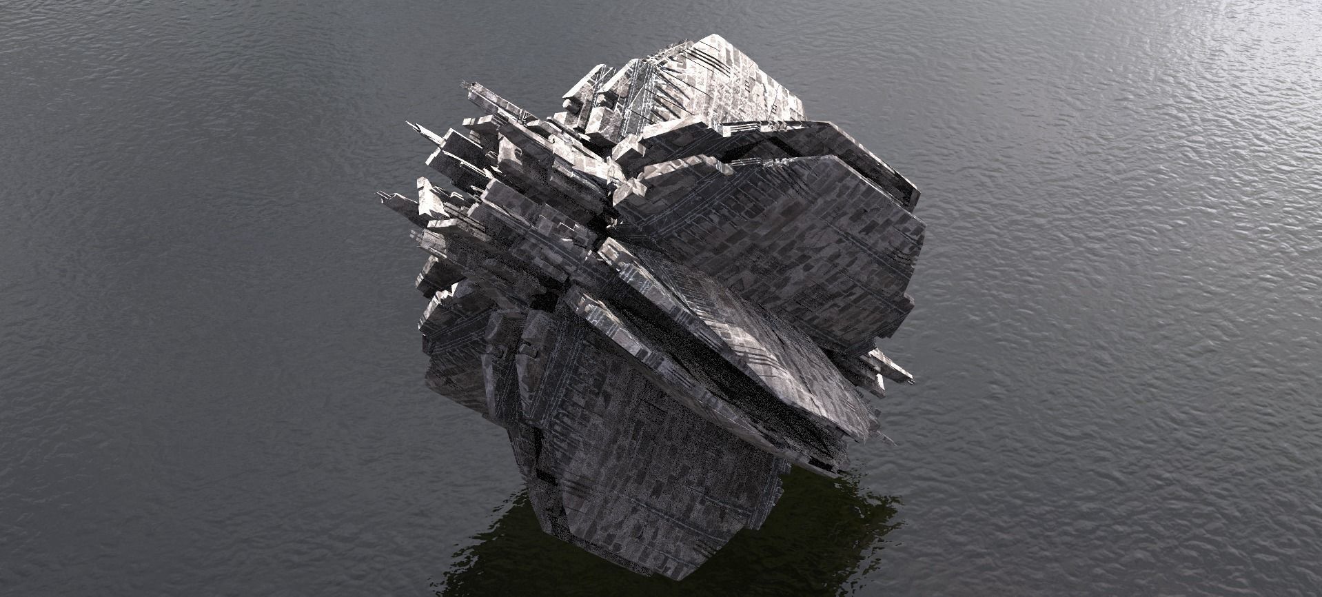 Sci-Fi dark Platforms Floating 5 3D model | CGTrader