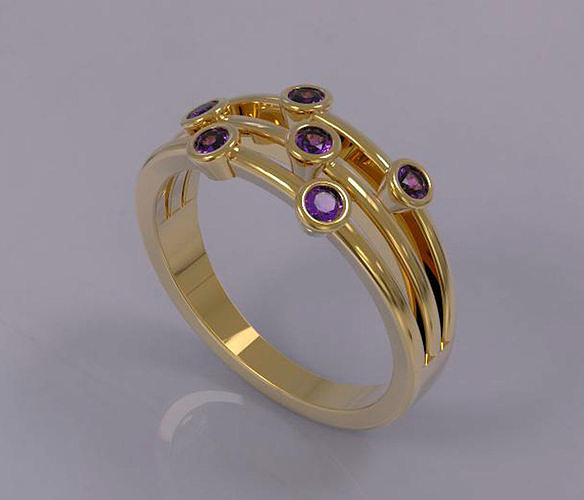 Amethyst Ring 3D model 3D printable | CGTrader