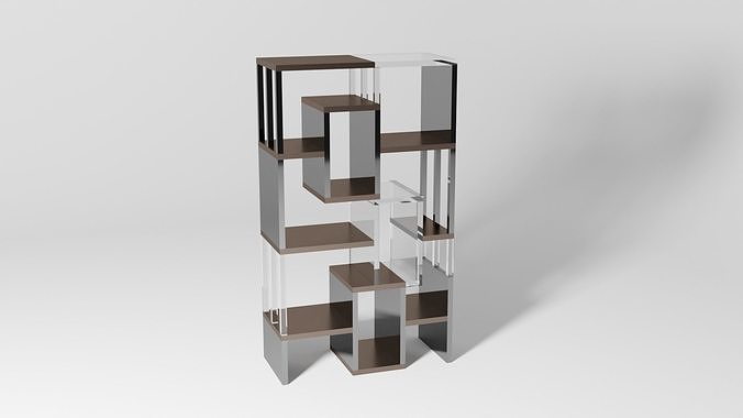 Bookshelf bookcase made of glass and metal 3D model | CGTrader
