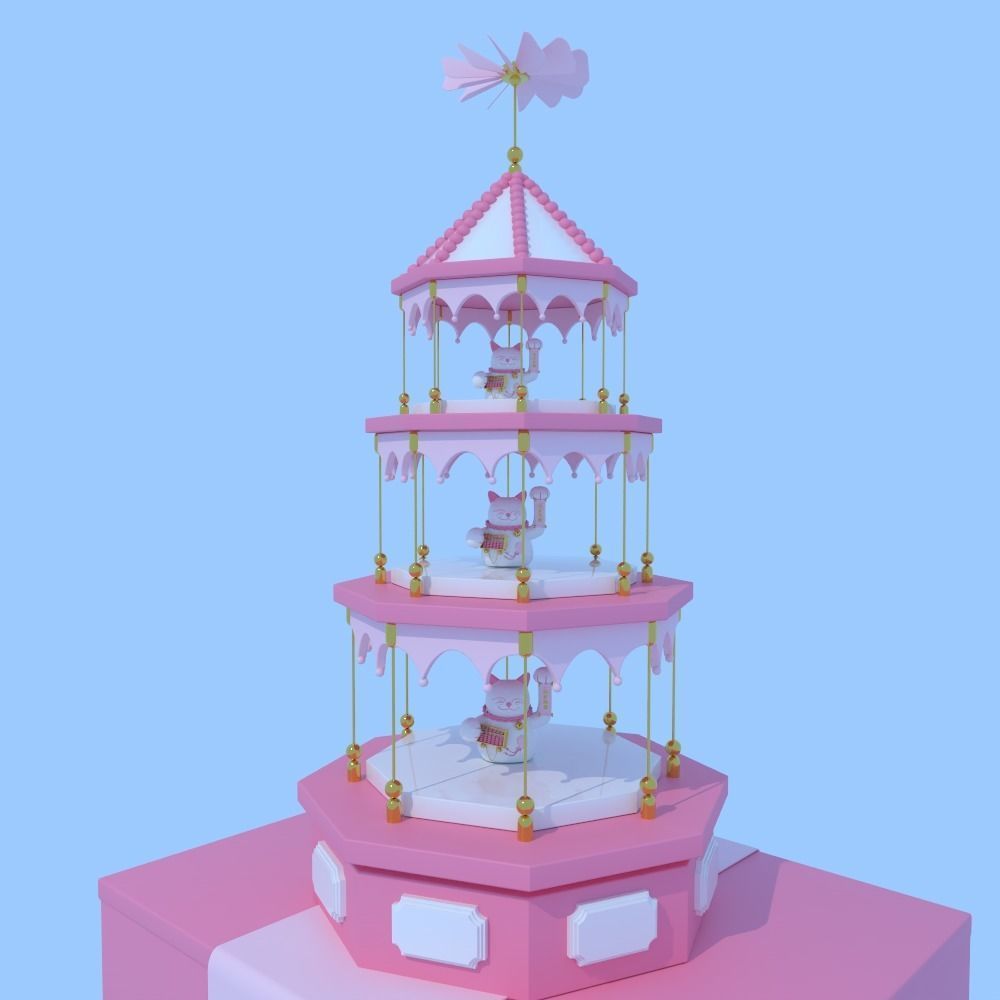 Music Box Lucky Cat 3d model 3D model | CGTrader