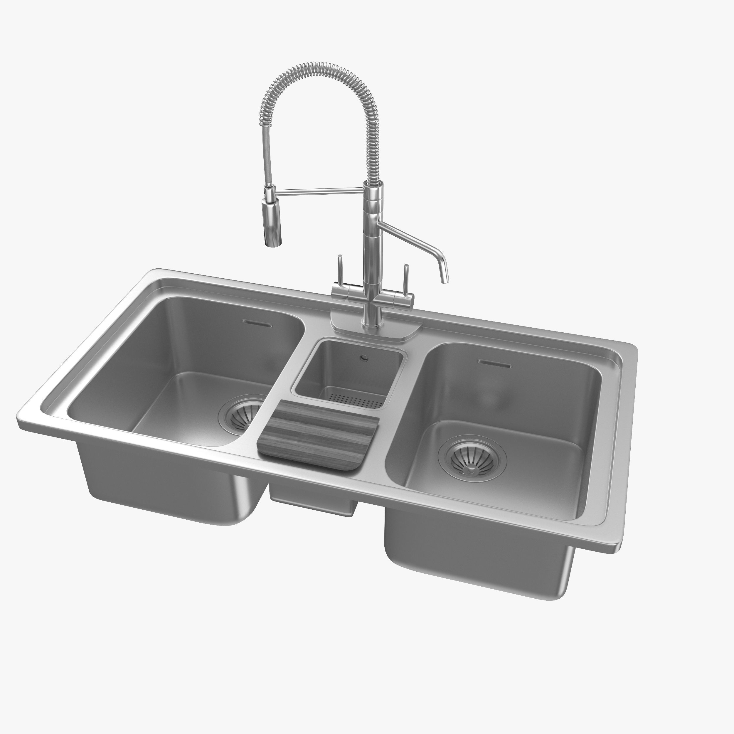 Alpex-Inox kitchen sink with Idealaqua faucet By Quadrodesign 3D model ...