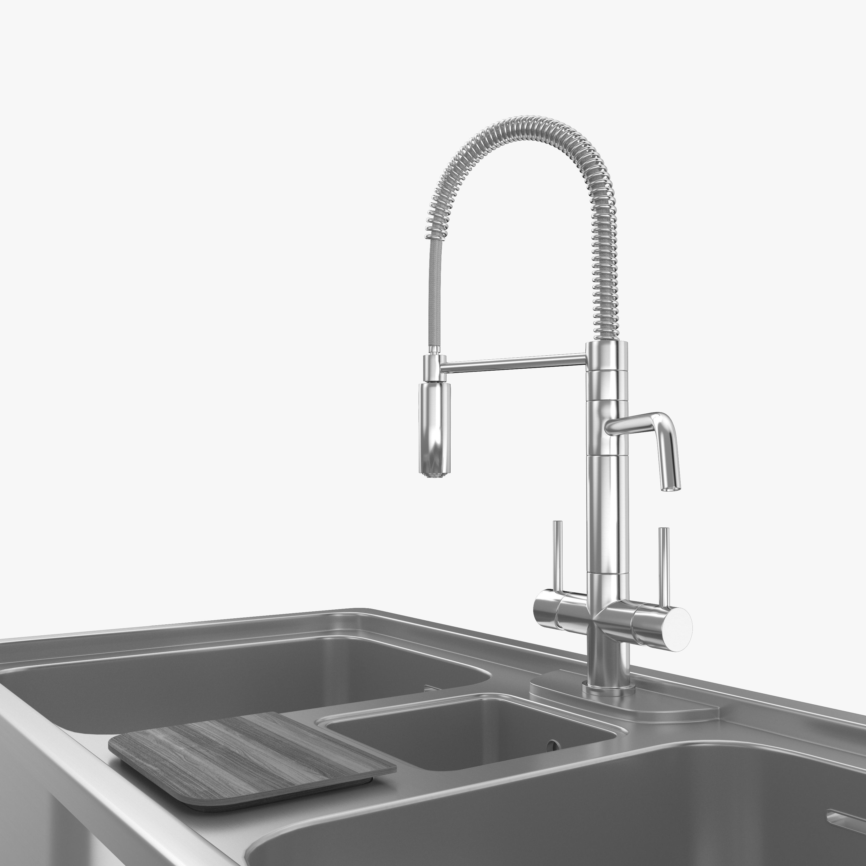 Alpex-Inox kitchen sink with Idealaqua faucet By Quadrodesign 3D model ...