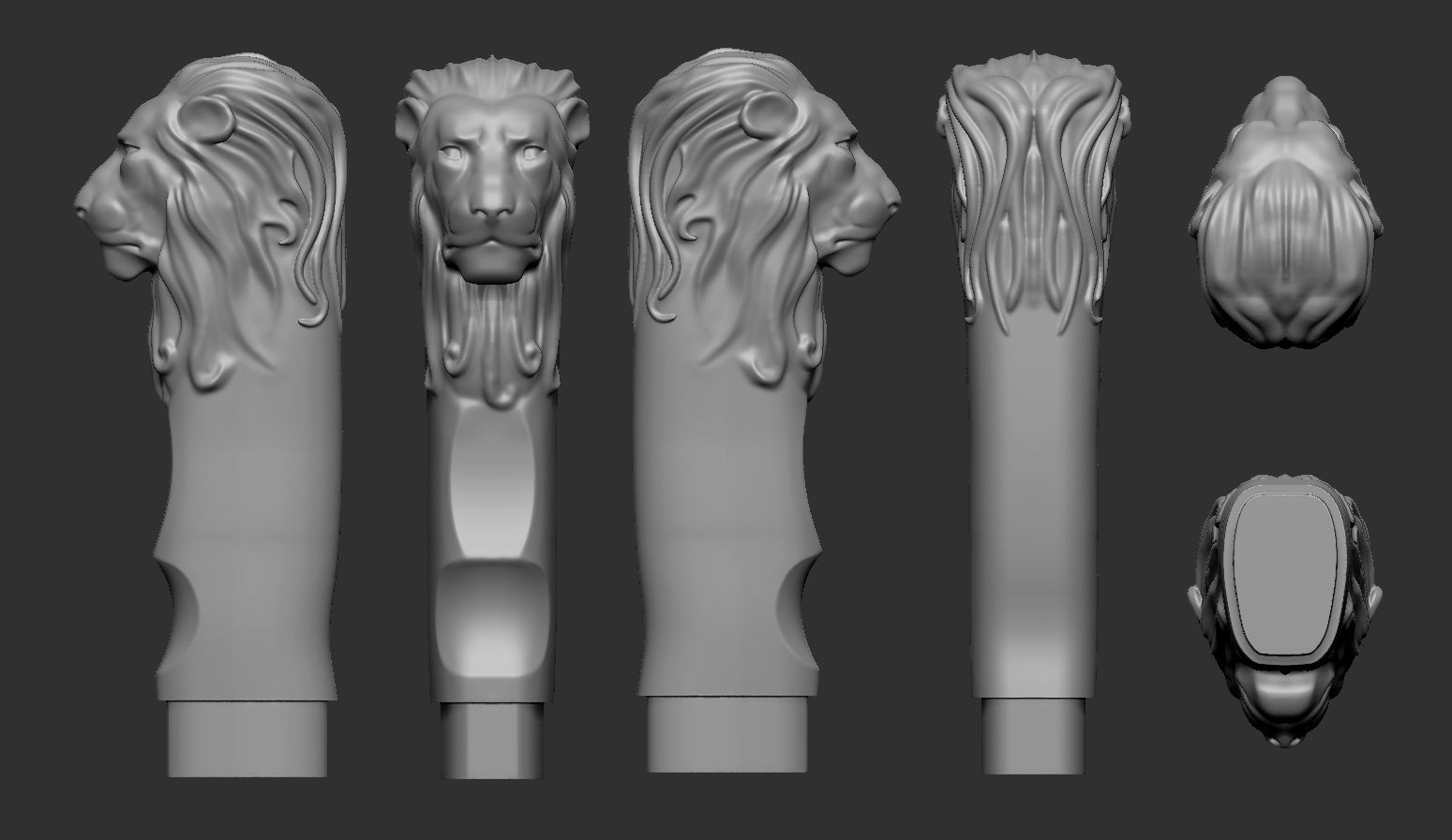 Lion Head Knife Handle 3D model 3D printable | CGTrader