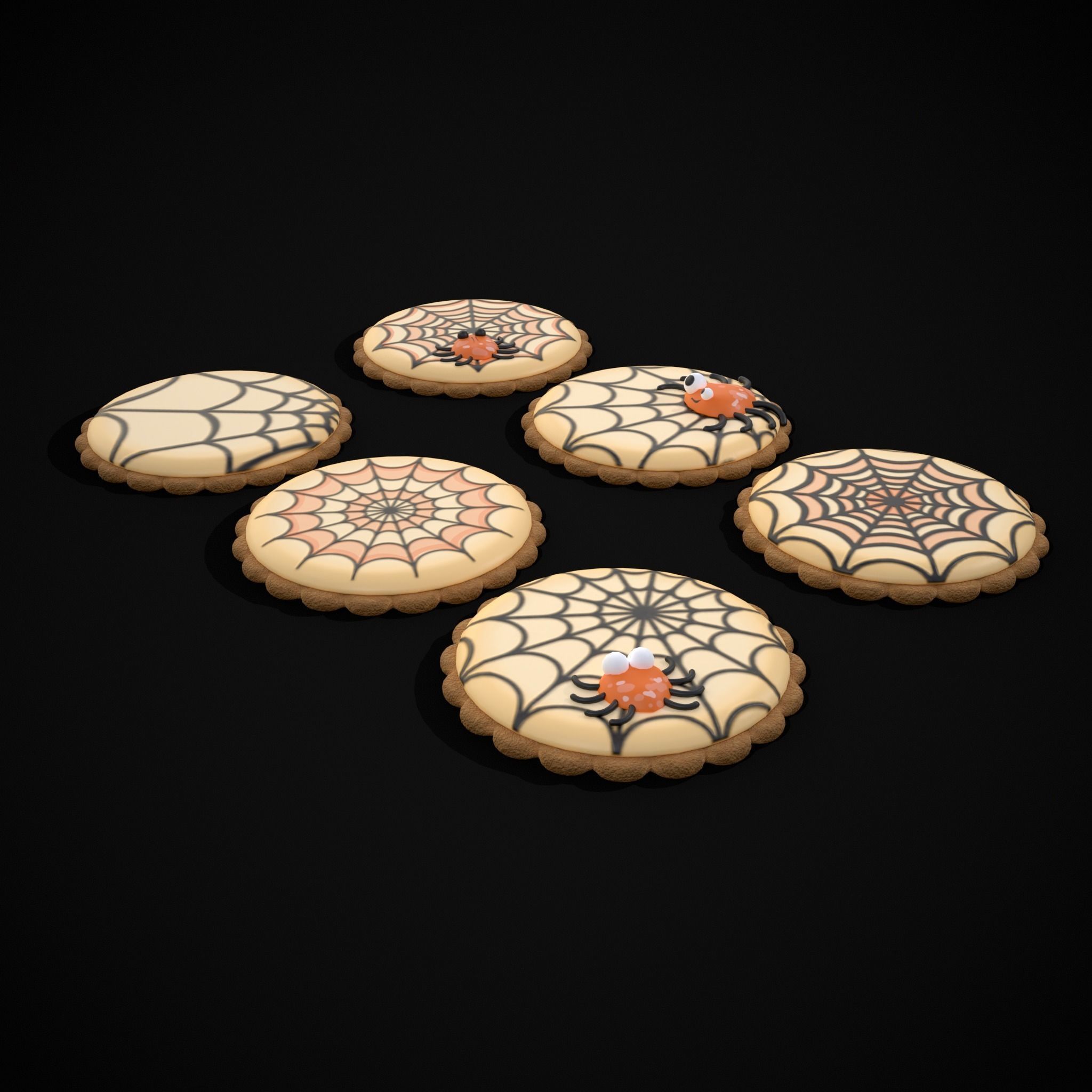 3D model Six Round Spider Web Cookies VR / AR / low-poly | CGTrader