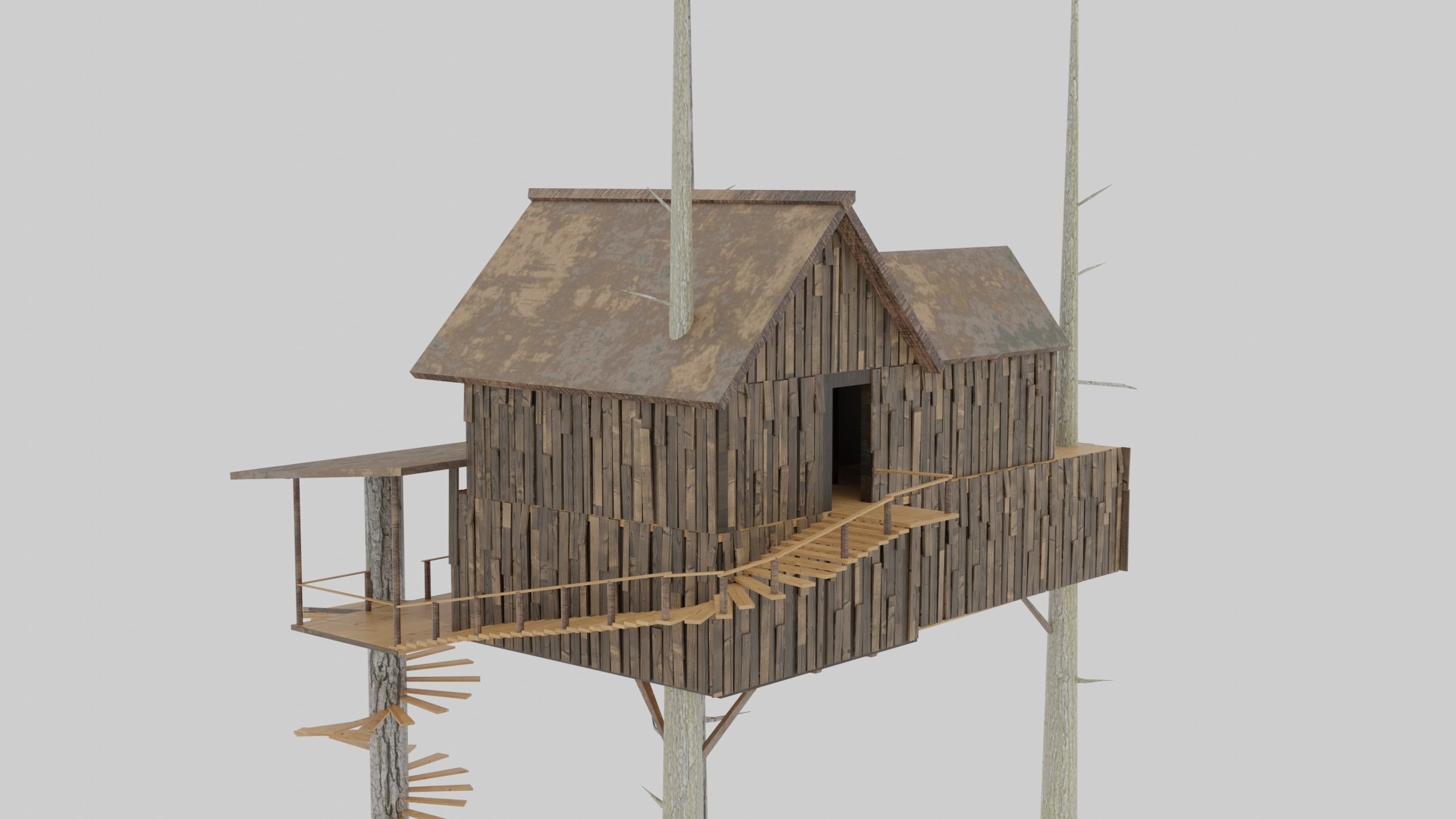 Simple tree house 3D Model free VR / AR / low-poly 3D model | CGTrader