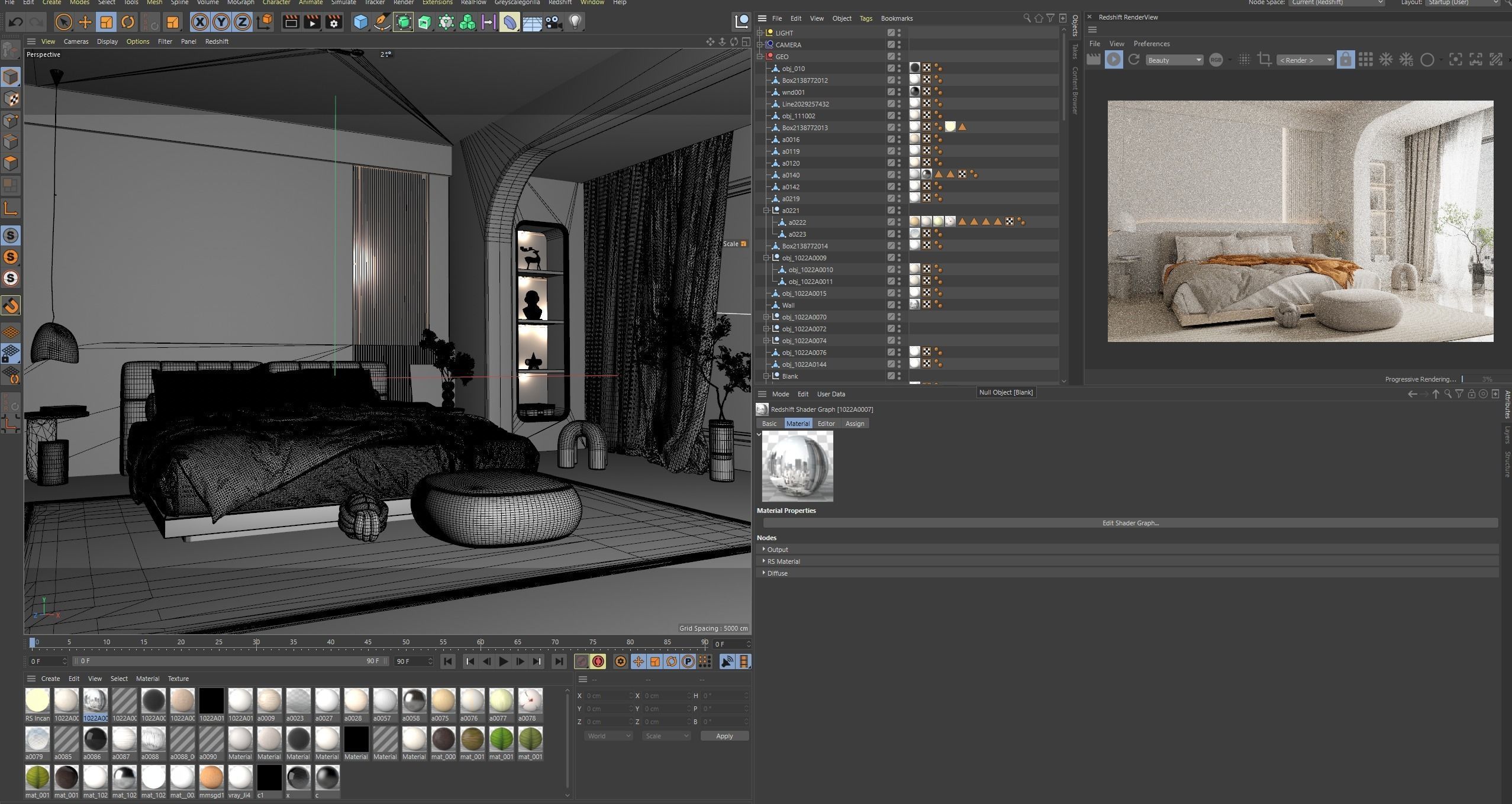 Cozy Bedroom Interior Scene for Cinema 4D and Redshift Render 3D model | CGTrader