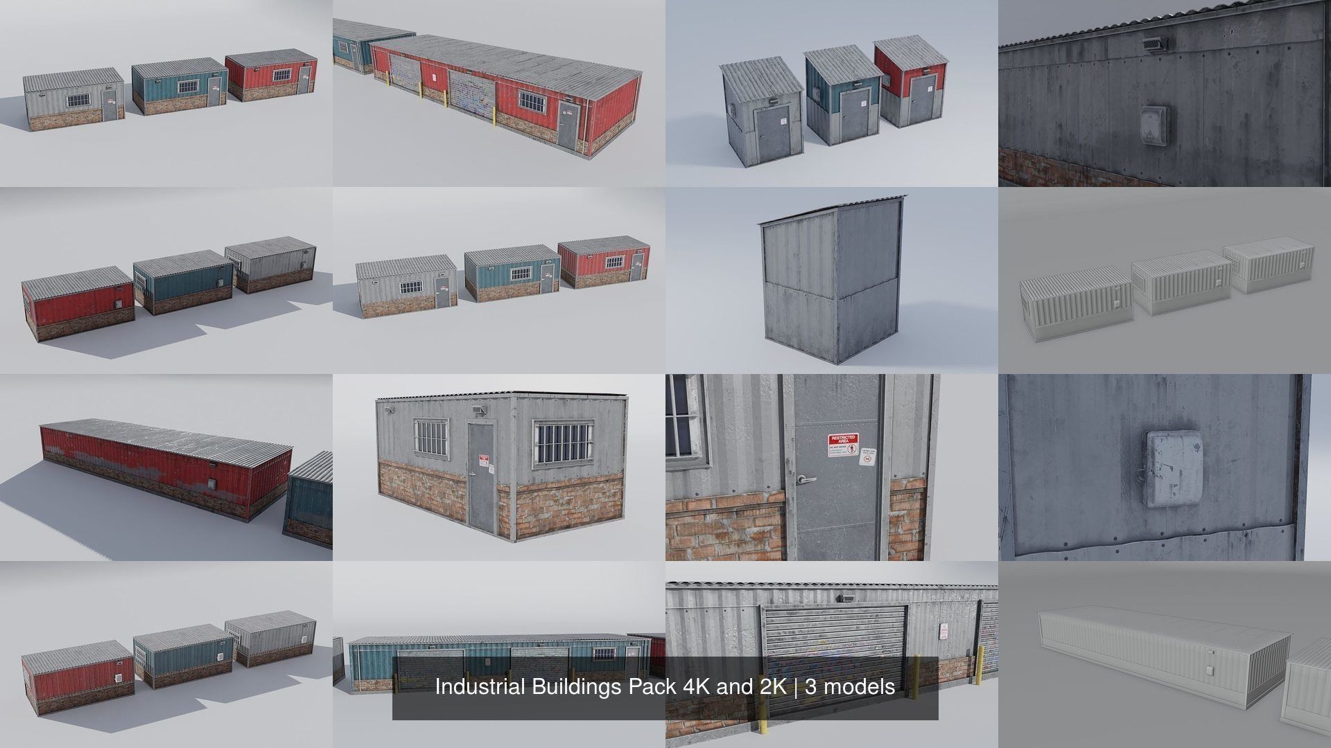 3D Model Collection Industrial Buildings Pack 4K and 2K VR / AR / low ...