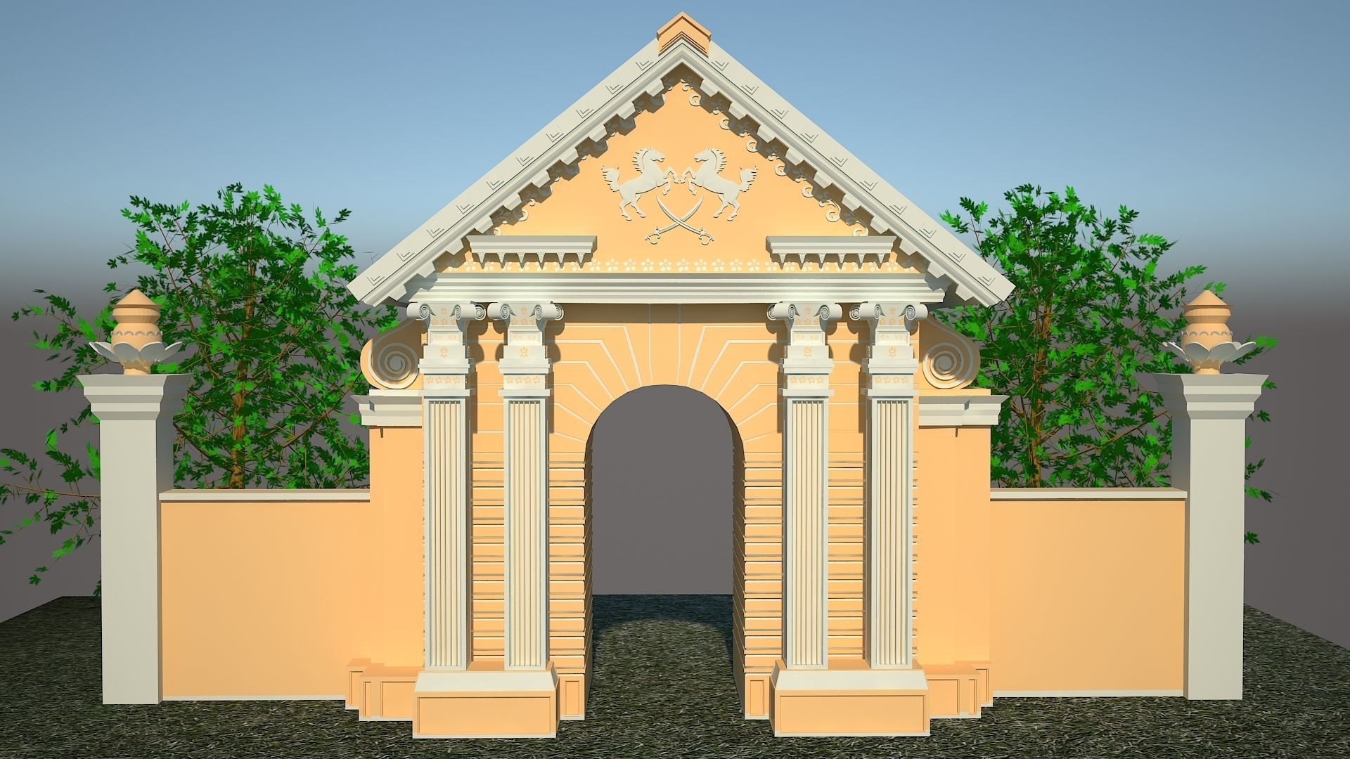Ornamental gate Medieval danish building architecture gate india 3D ...