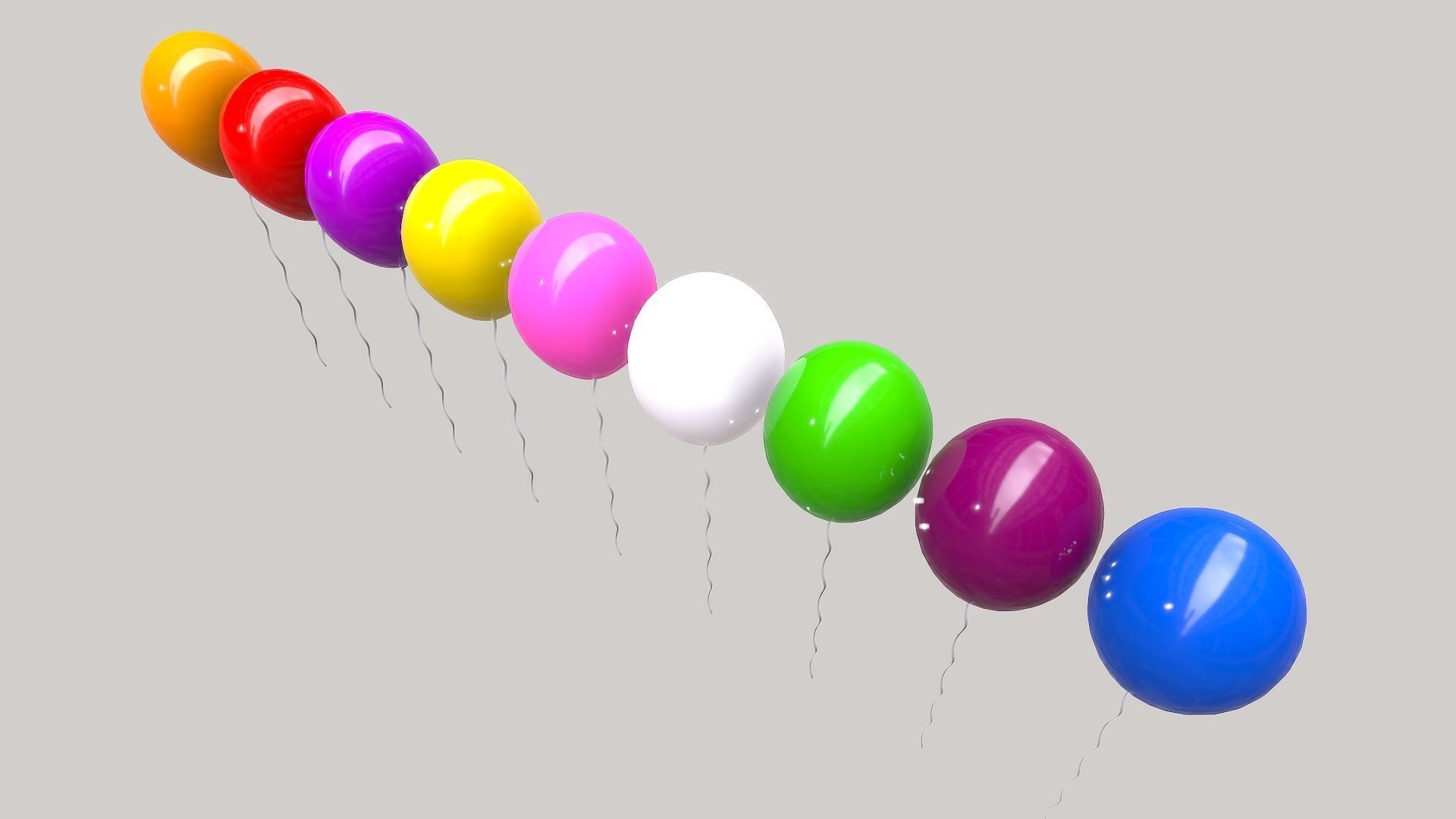 3D model Balloons 9 colors VR / AR / low-poly | CGTrader