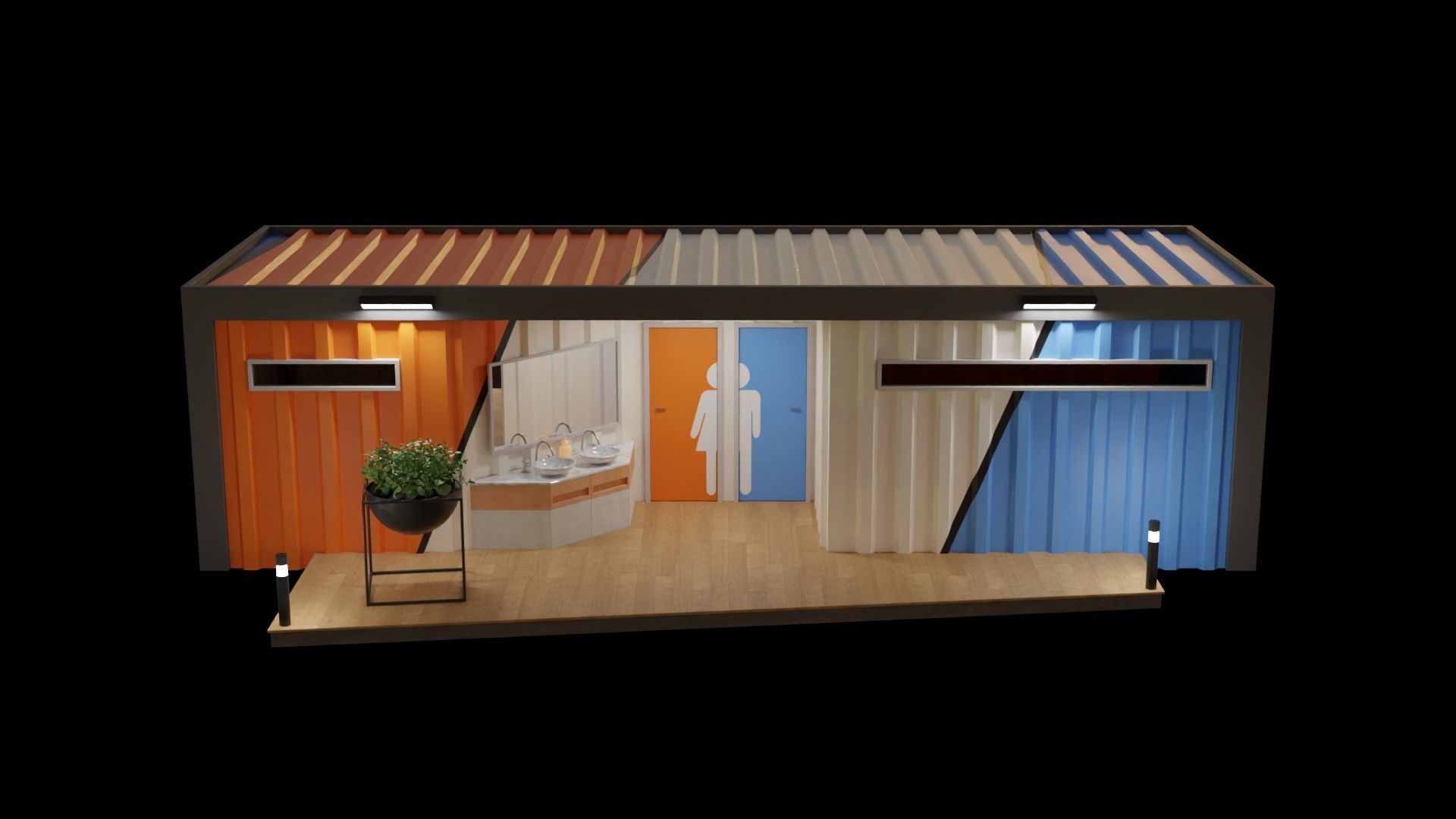 Container toilet room 3D model | CGTrader