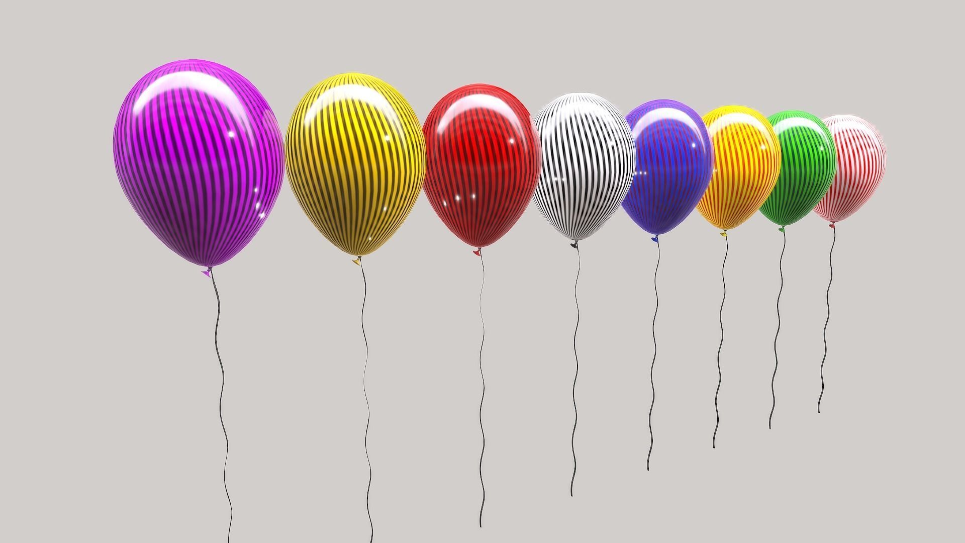 3D model Balloons 8 colors VR / AR / low-poly | CGTrader
