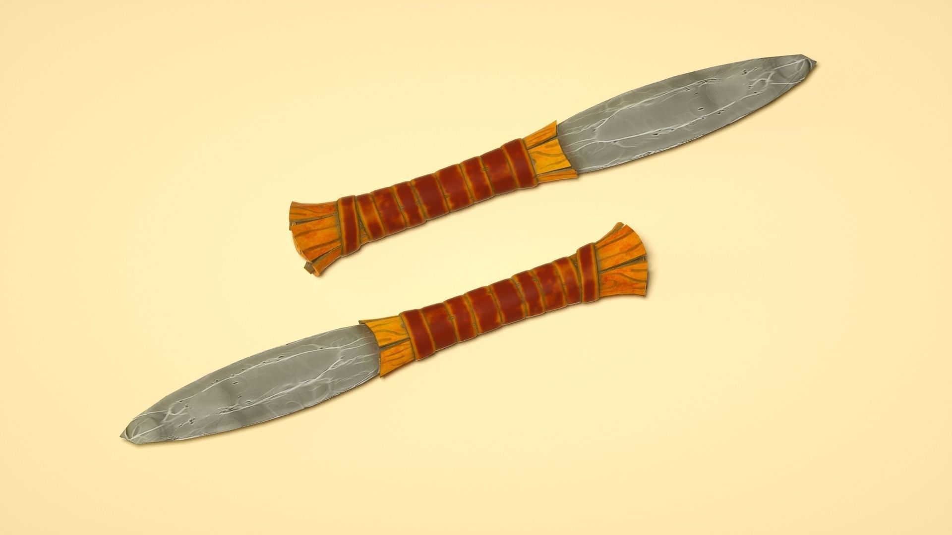 3D model cartoon dagger stone dagger primitive tool C4D model VR / AR ...