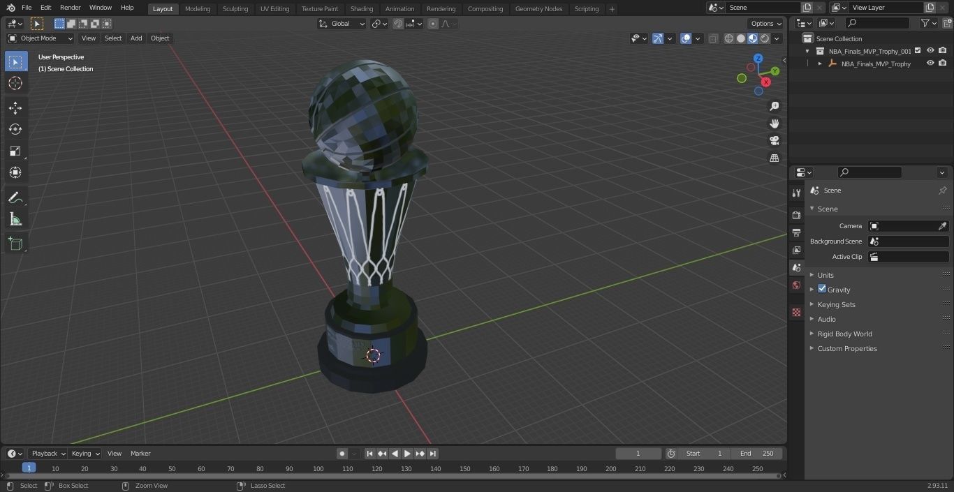 NBA Finals MVP trophy 3D model | CGTrader