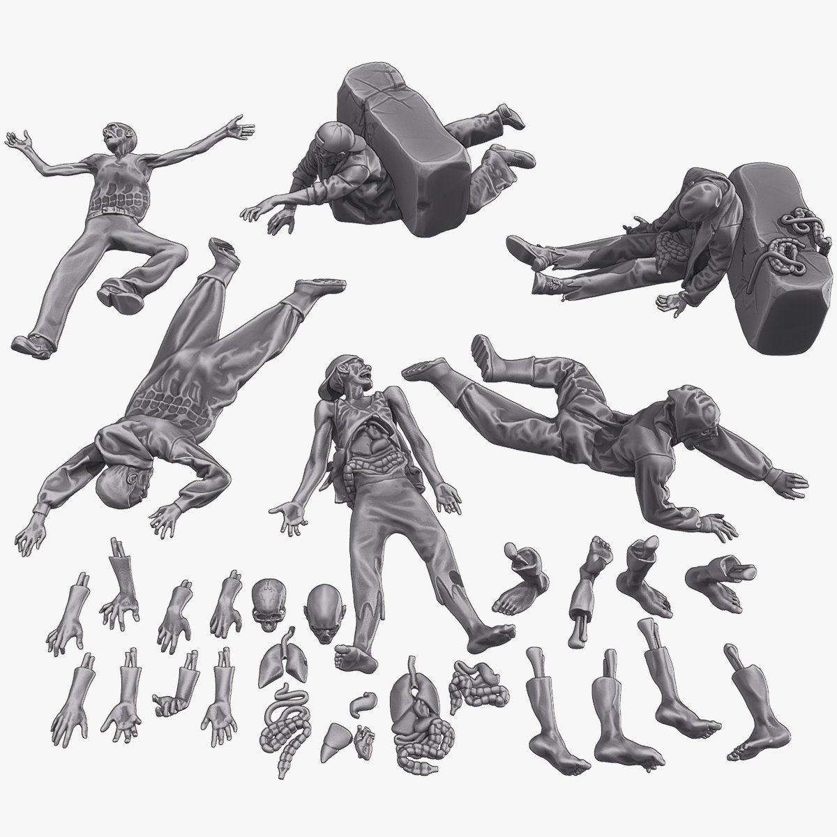 Zombie Crushed and Breaks Pack 1 3D model 3D printable | CGTrader