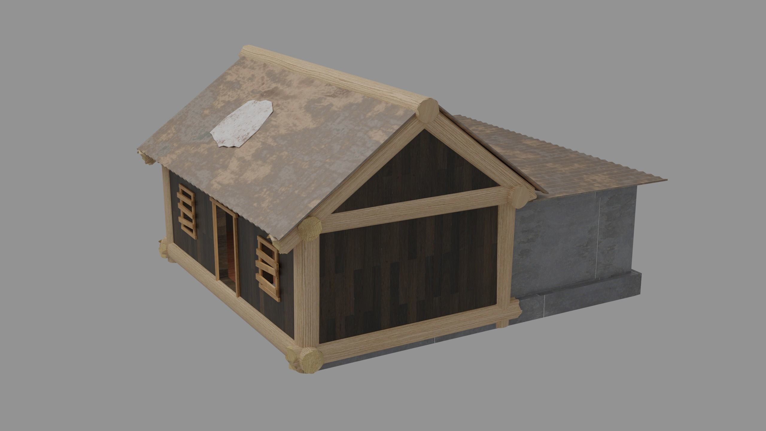 Simple Cabin Low-poly 3D Model free VR / AR / low-poly 3D model | CGTrader