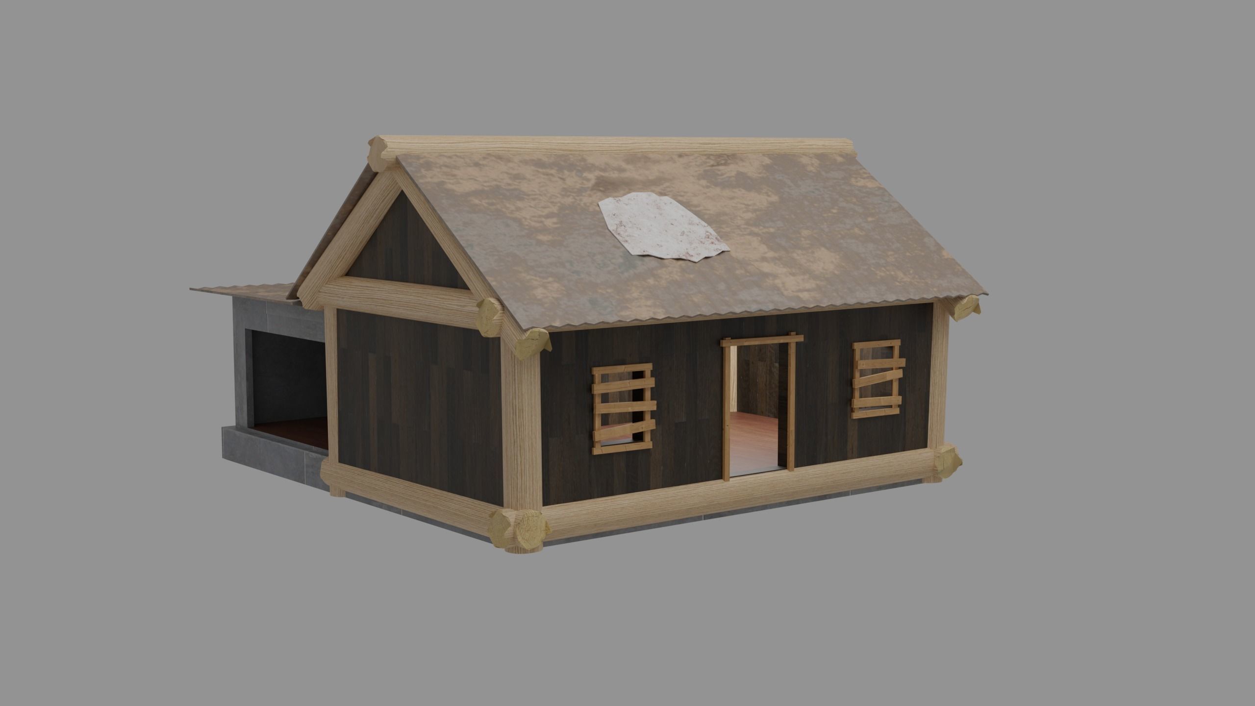 Simple Cabin Low-poly 3D Model free VR / AR / low-poly 3D model | CGTrader