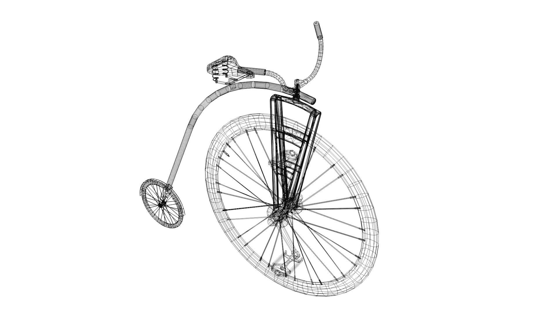 3D model Velocipede bicycle with wooden handle VR / AR / low-poly ...