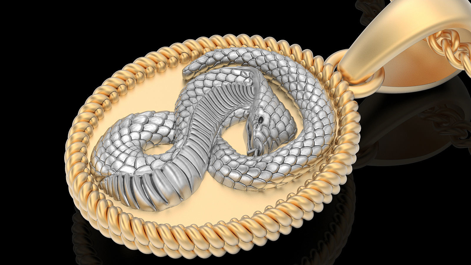 Snake pendant Gold Silver printable jewelry 3D model 3D model 3D ...