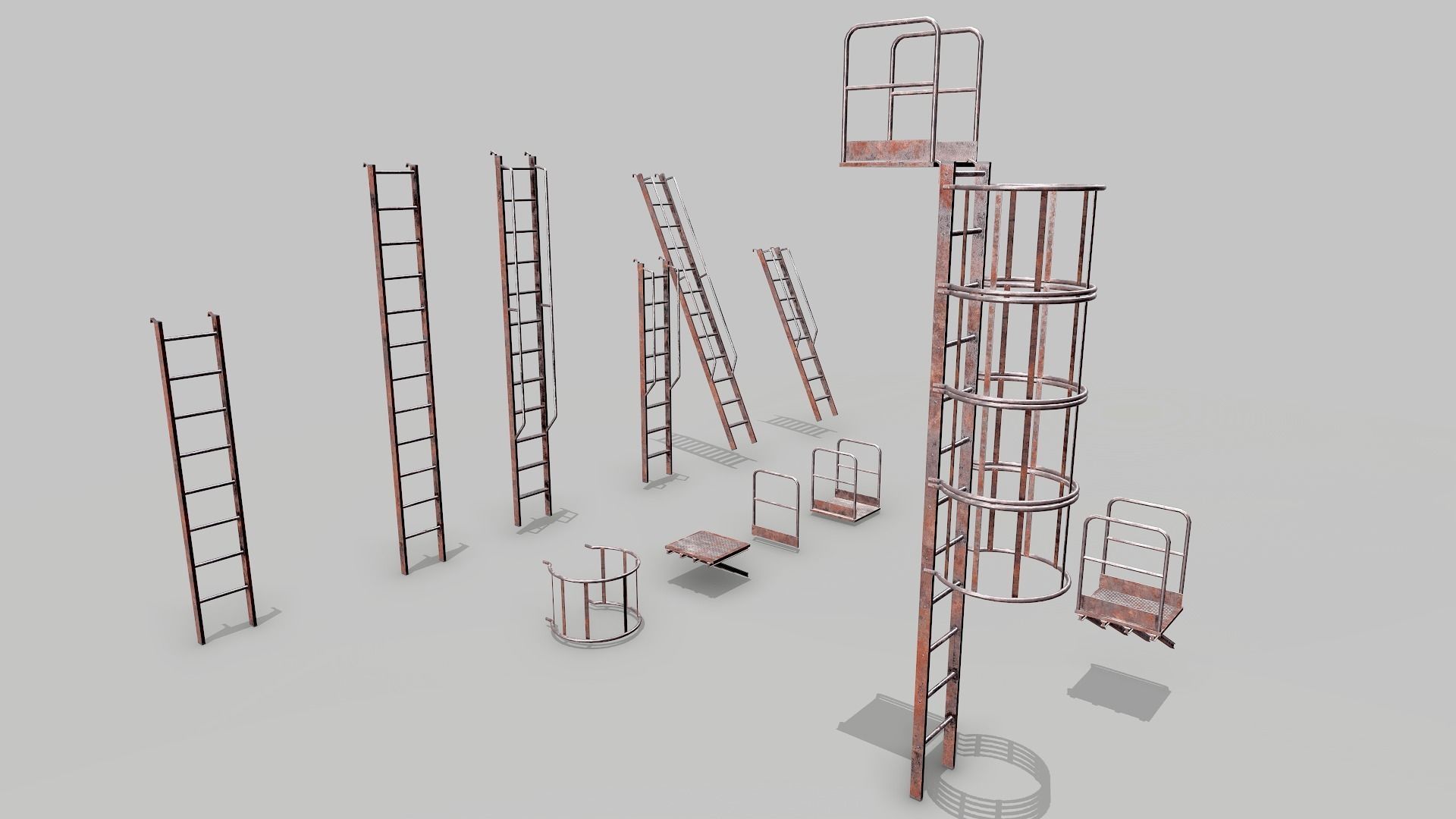 3D model Metal Rusted Modular Ladder System VR / AR / low-poly | CGTrader