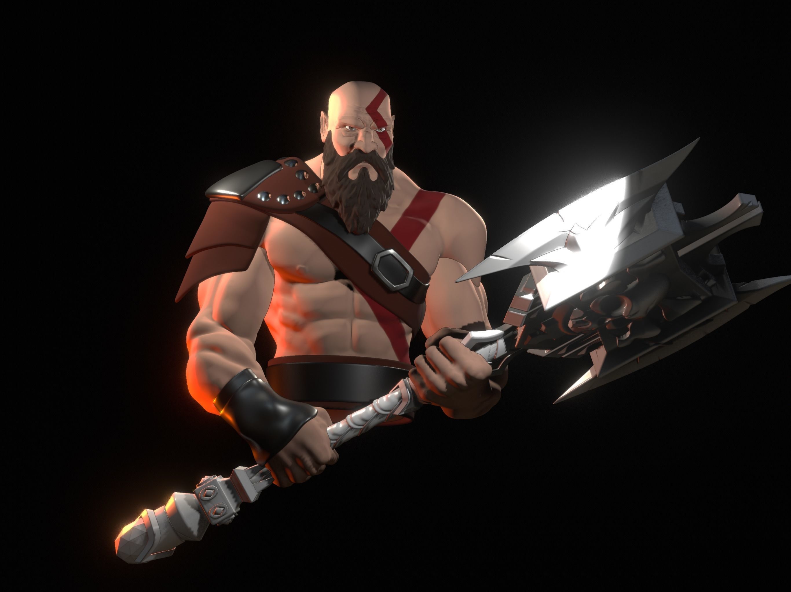 Stylized Kratos from God of War - Model with Axe or Hammer 3D model 3D ...