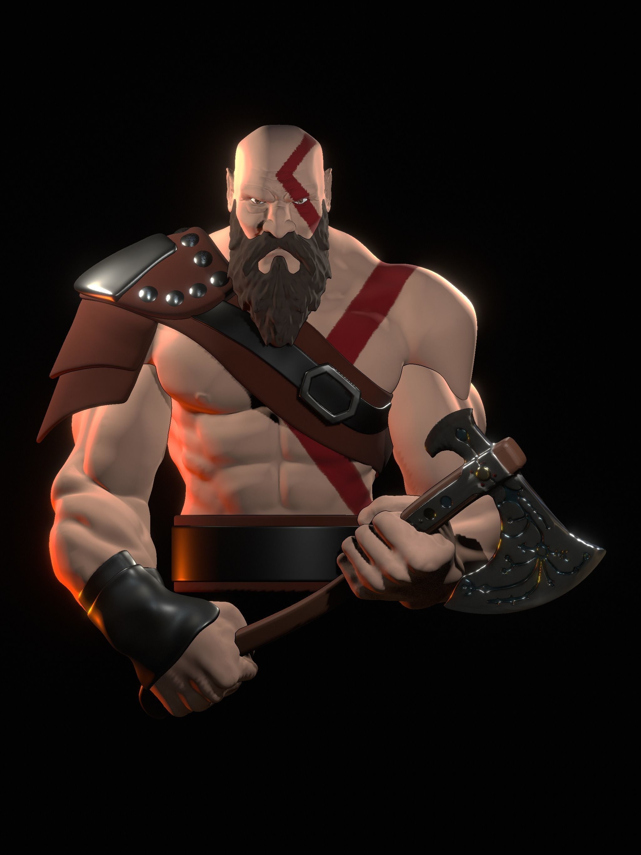 Stylized Kratos from God of War - Model with Axe or Hammer 3D model 3D ...