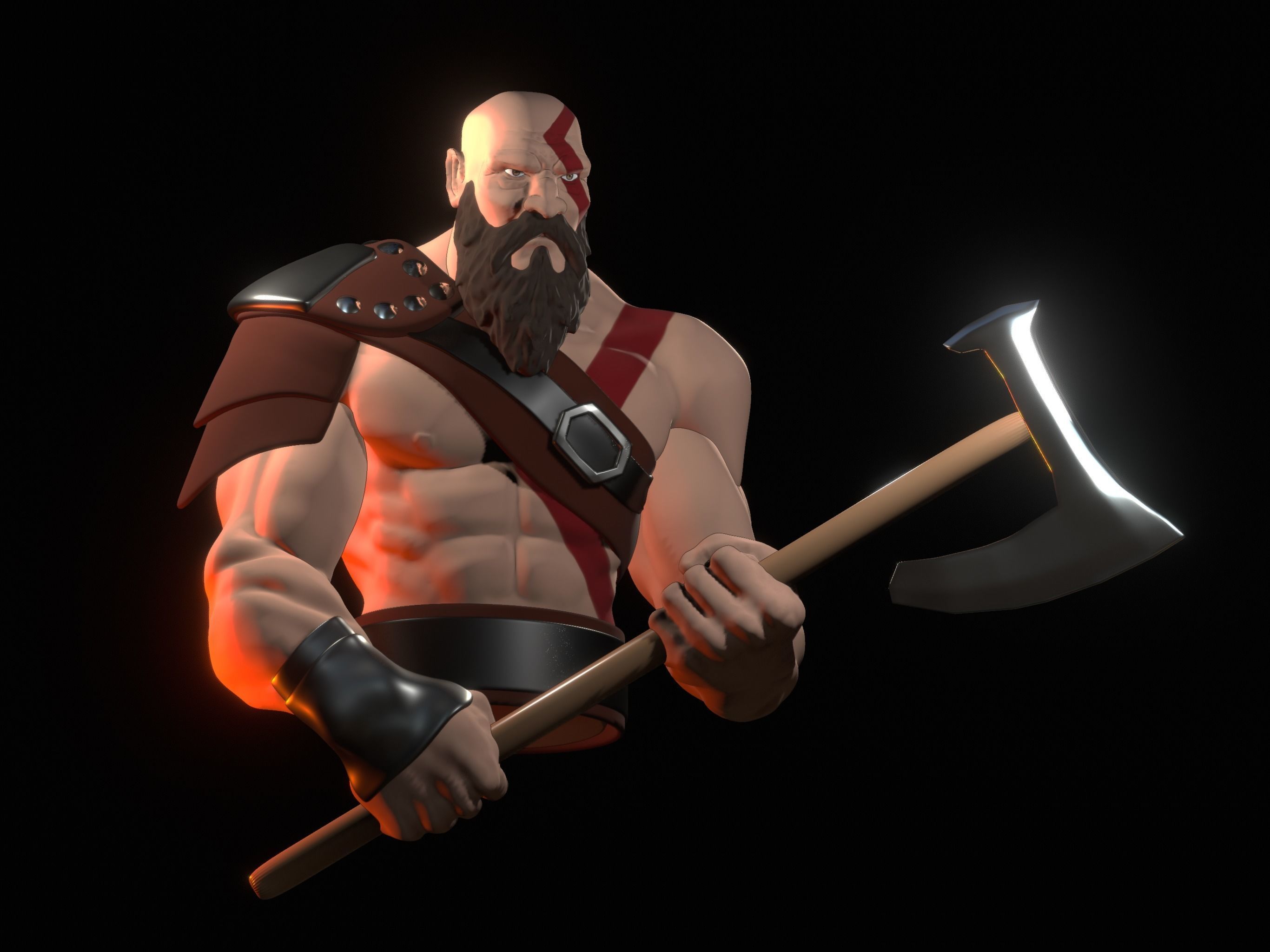 Stylized Kratos from God of War - Model with Axe or Hammer 3D model 3D ...