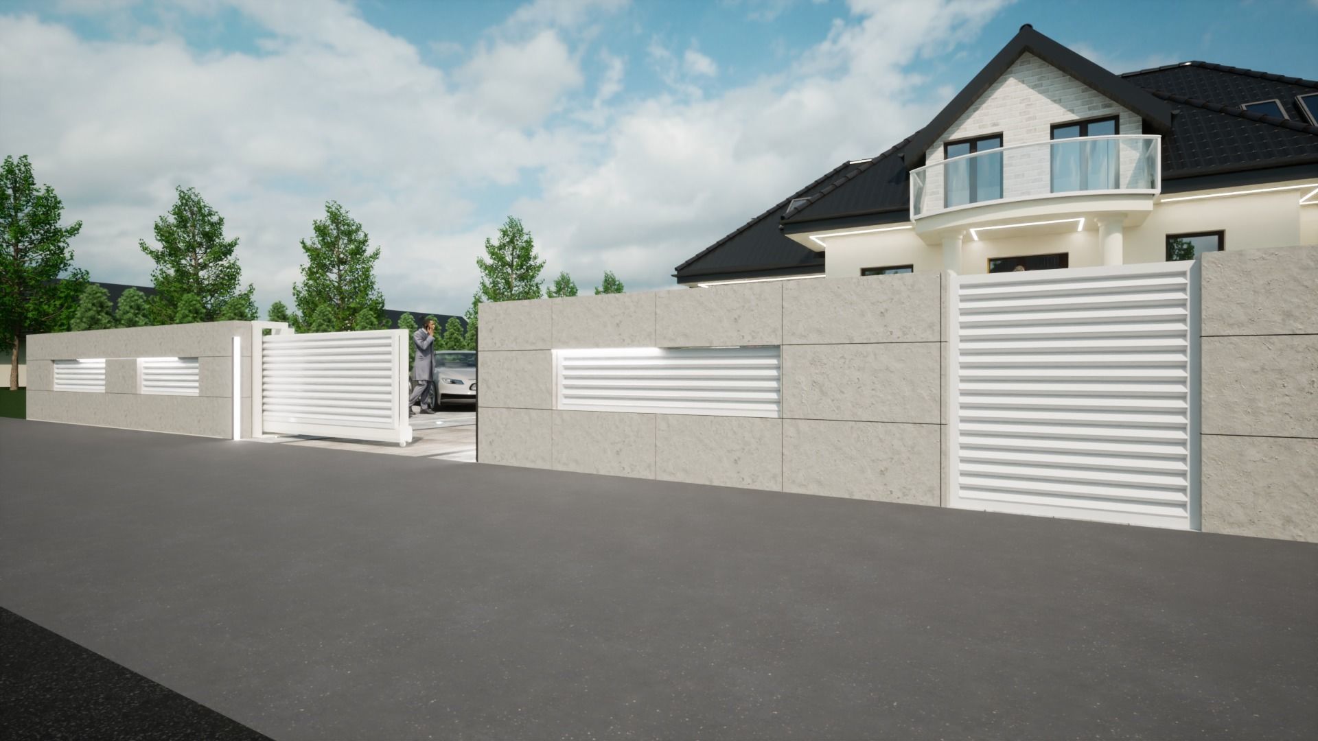 classic modern house with fence archicad and twinmotion file 3D model ...