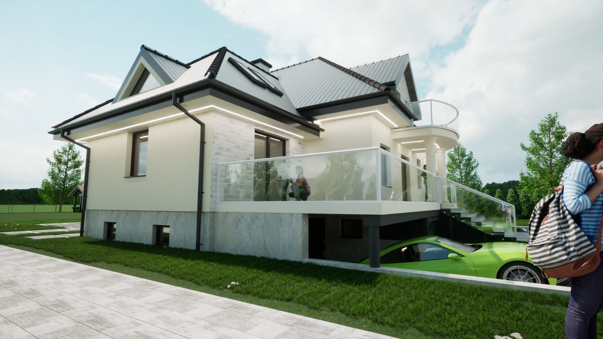 classic modern house with fence archicad and twinmotion file 3D model ...