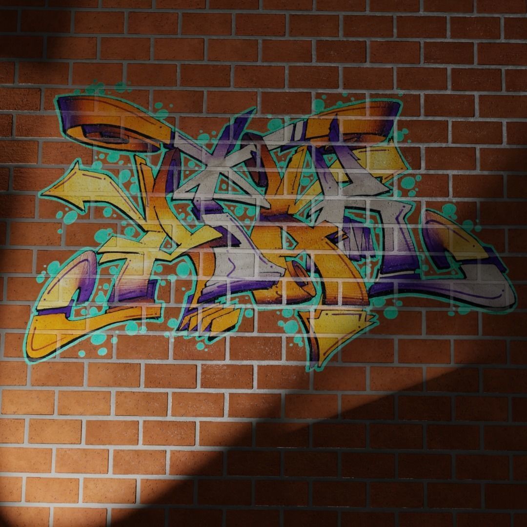 Brick Wall with Graffiti PBR Texture Texture | CGTrader