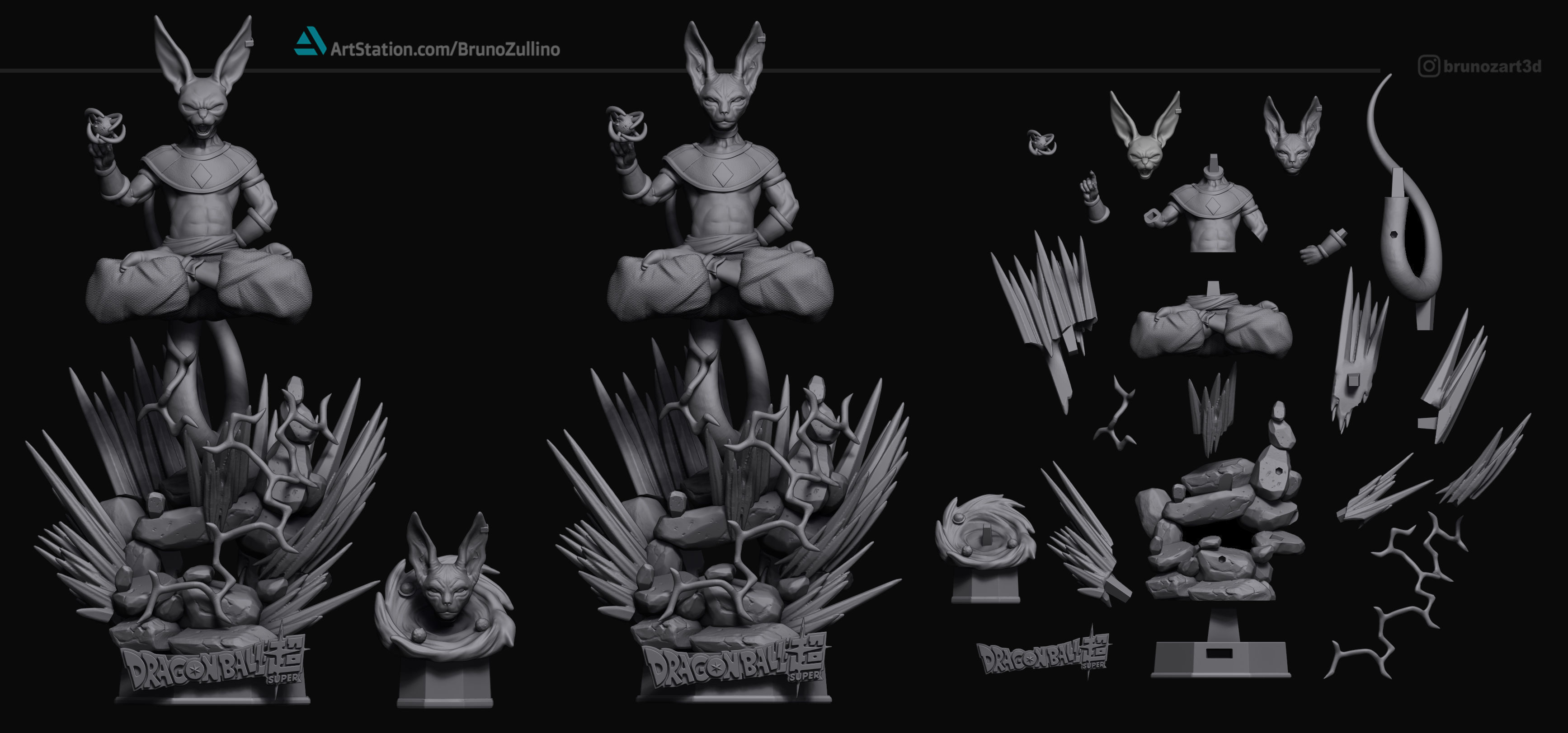 Beerus dragon ball statue with lights 3D model 3D printable | CGTrader