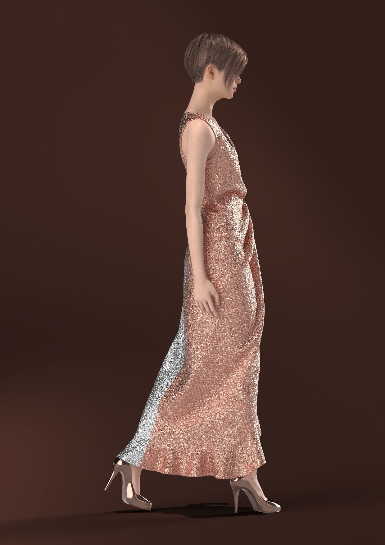 Sequin wrap dress women 3D model | CGTrader