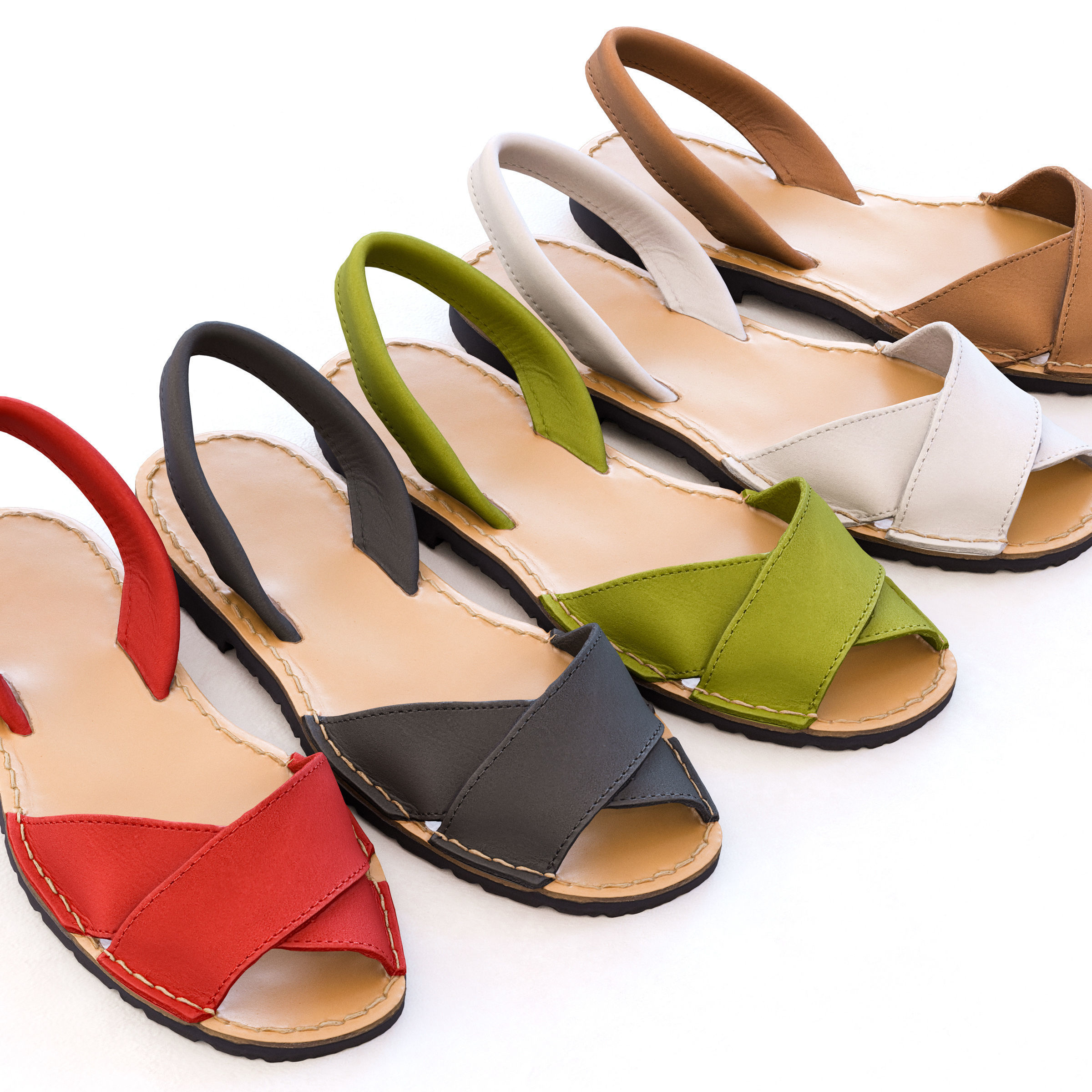 3D model Leather Backstrap Sandals VR / AR / low-poly | CGTrader