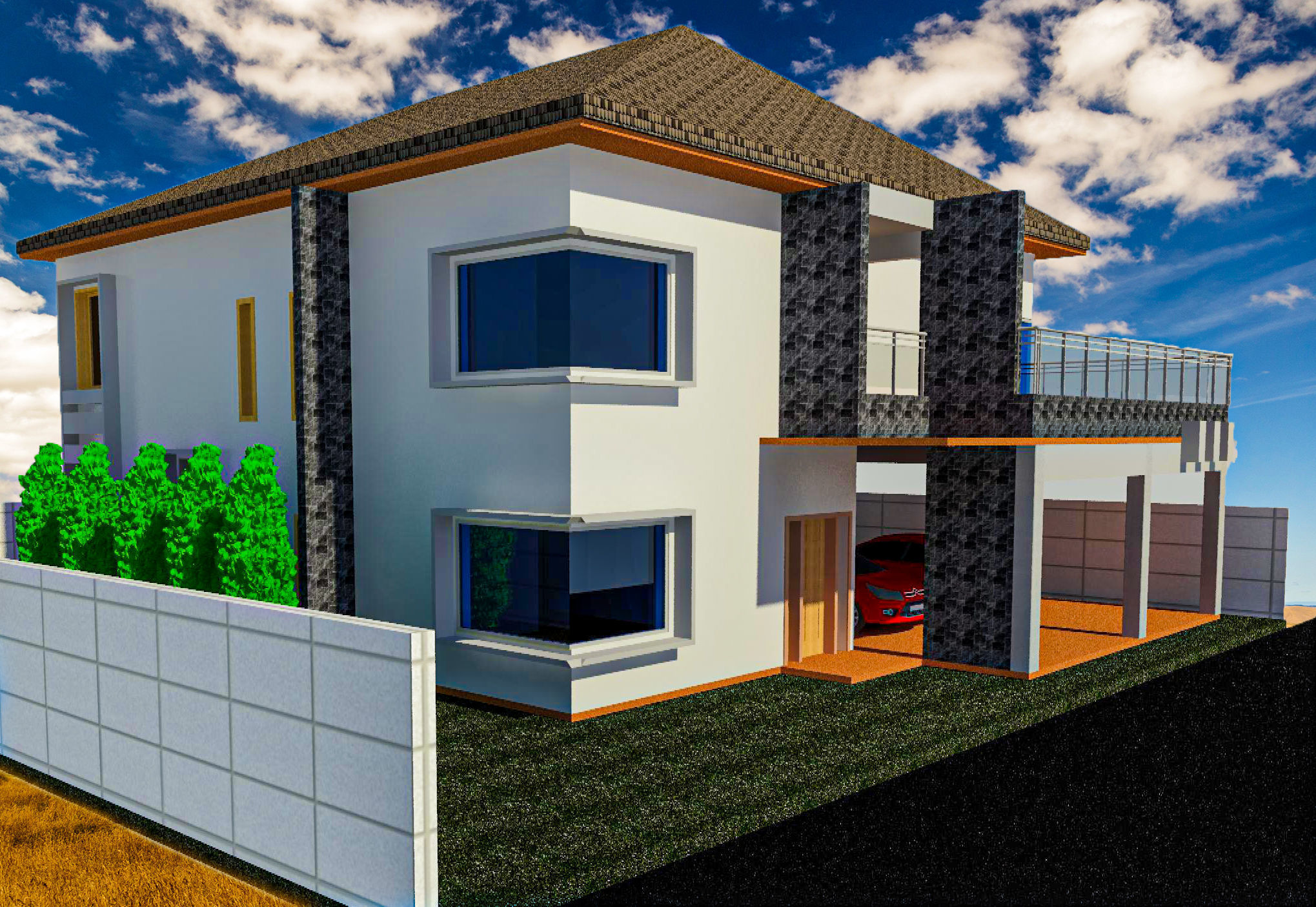 House Exterior Design 3D model rigged | CGTrader