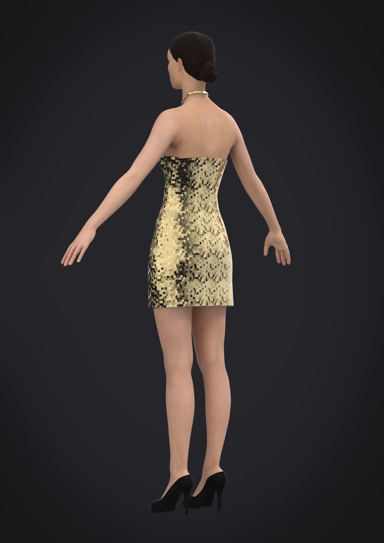 Midi bodycon sequin dresses 3D model | CGTrader