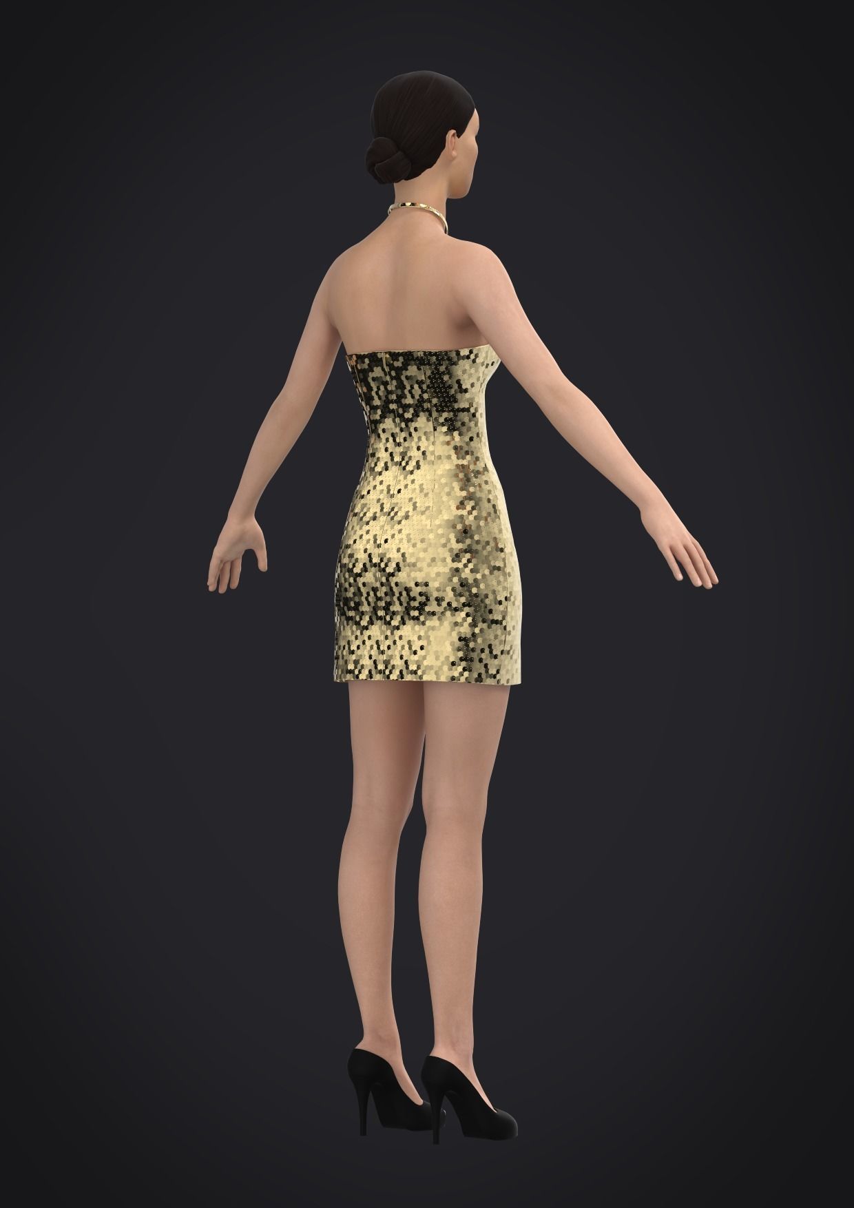 Midi bodycon sequin dresses 3D model | CGTrader