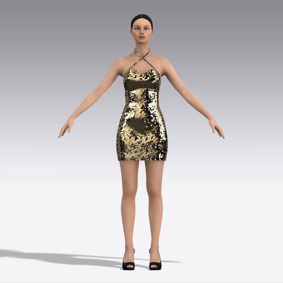 Midi bodycon sequin dresses 3D model | CGTrader