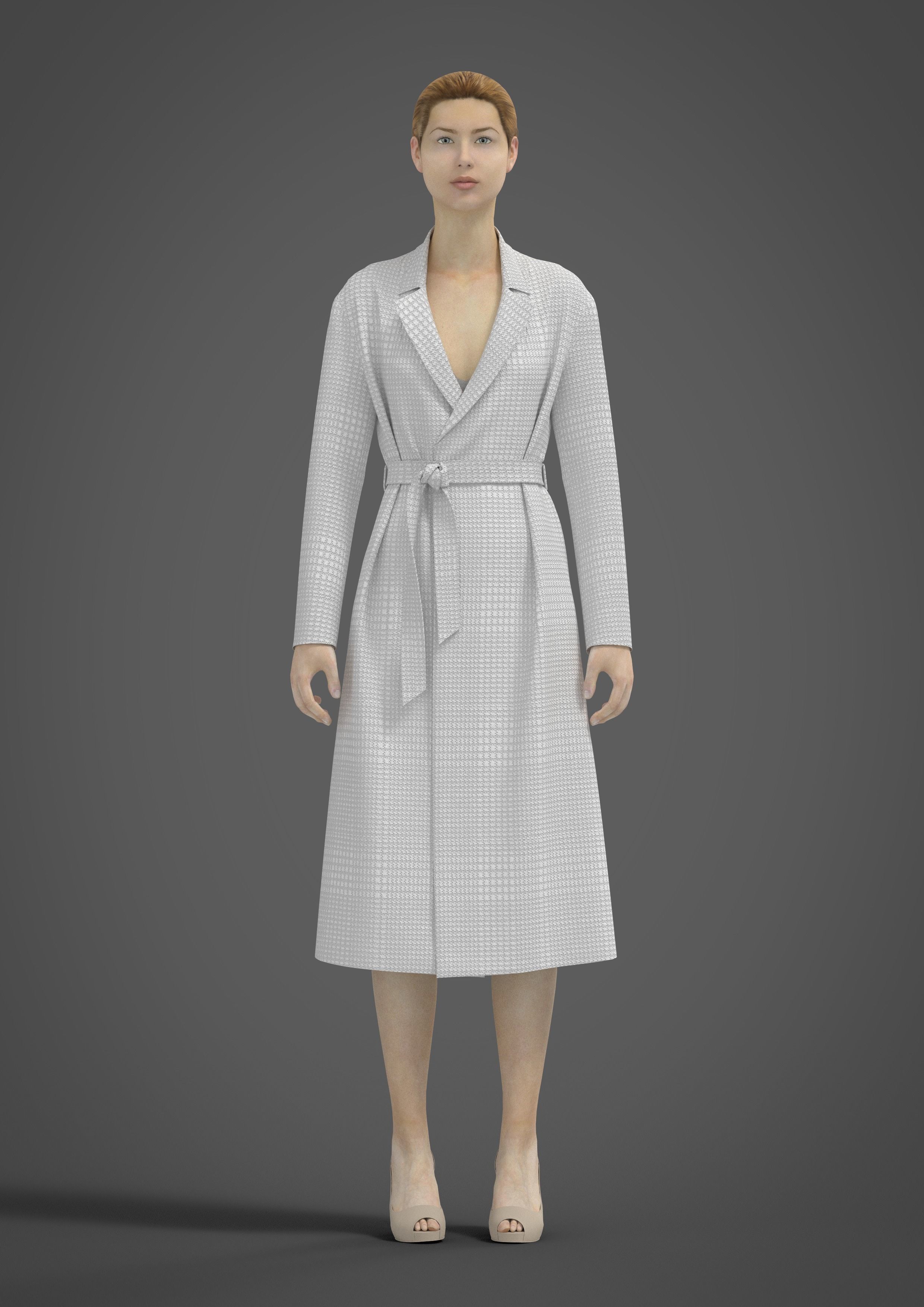 Belted coat women Clo3D Marvelous 3D model | CGTrader