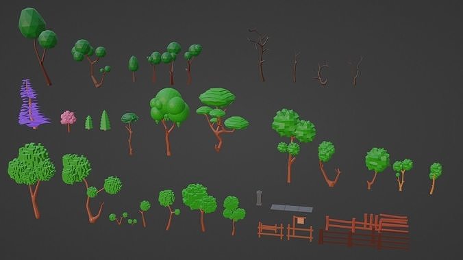 3D model Big set of trees VR / AR / low-poly | CGTrader